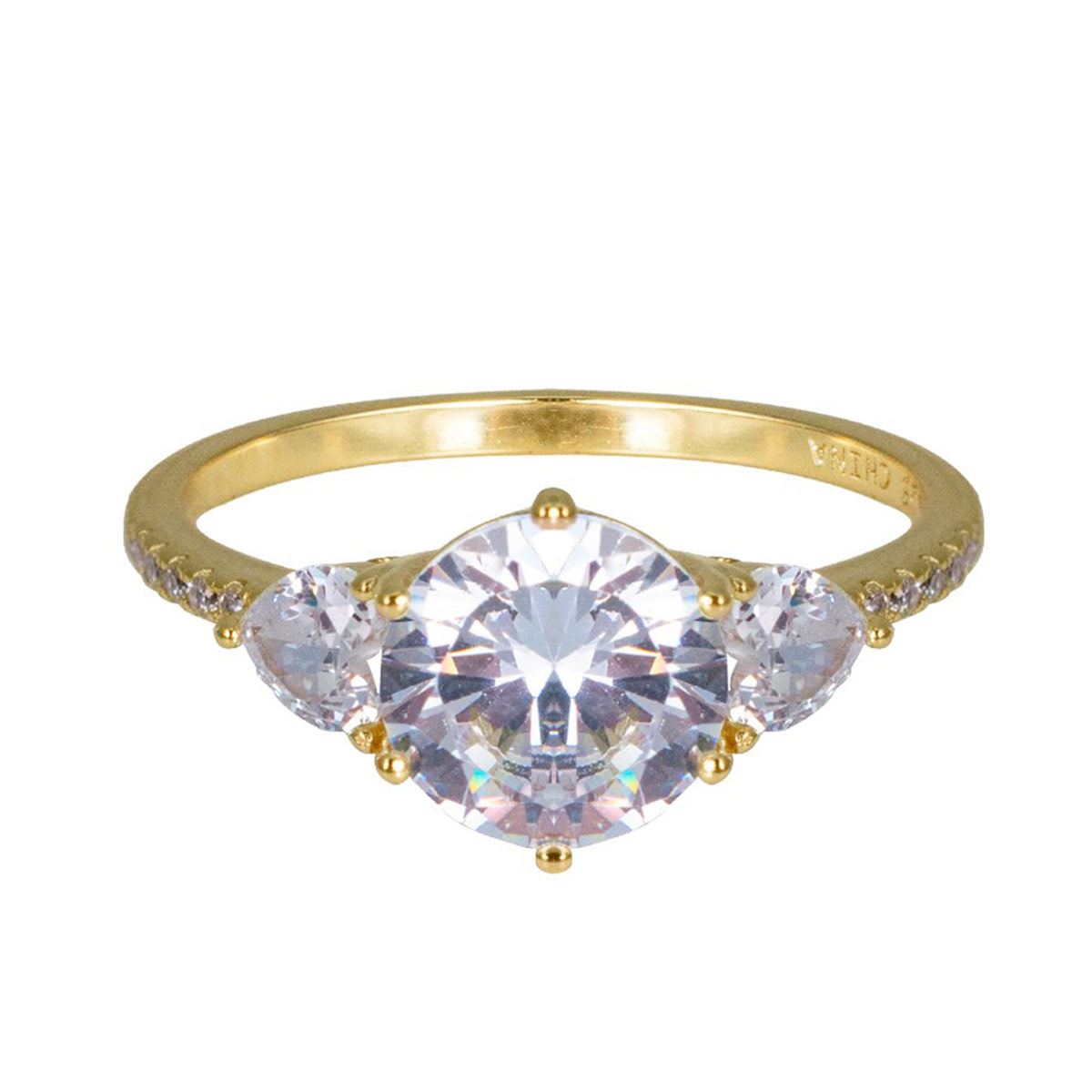 Anillo t7 de plata .925 en acabado dorado con circonias redondas y ...