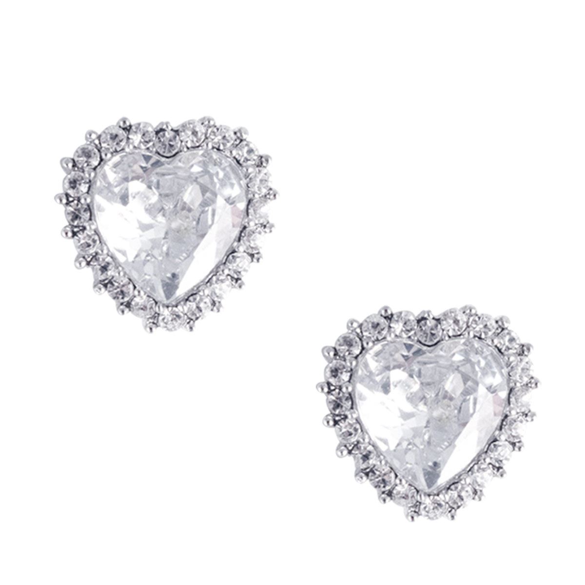 Studs En Rodio De Mini Corazón Pavé Westies