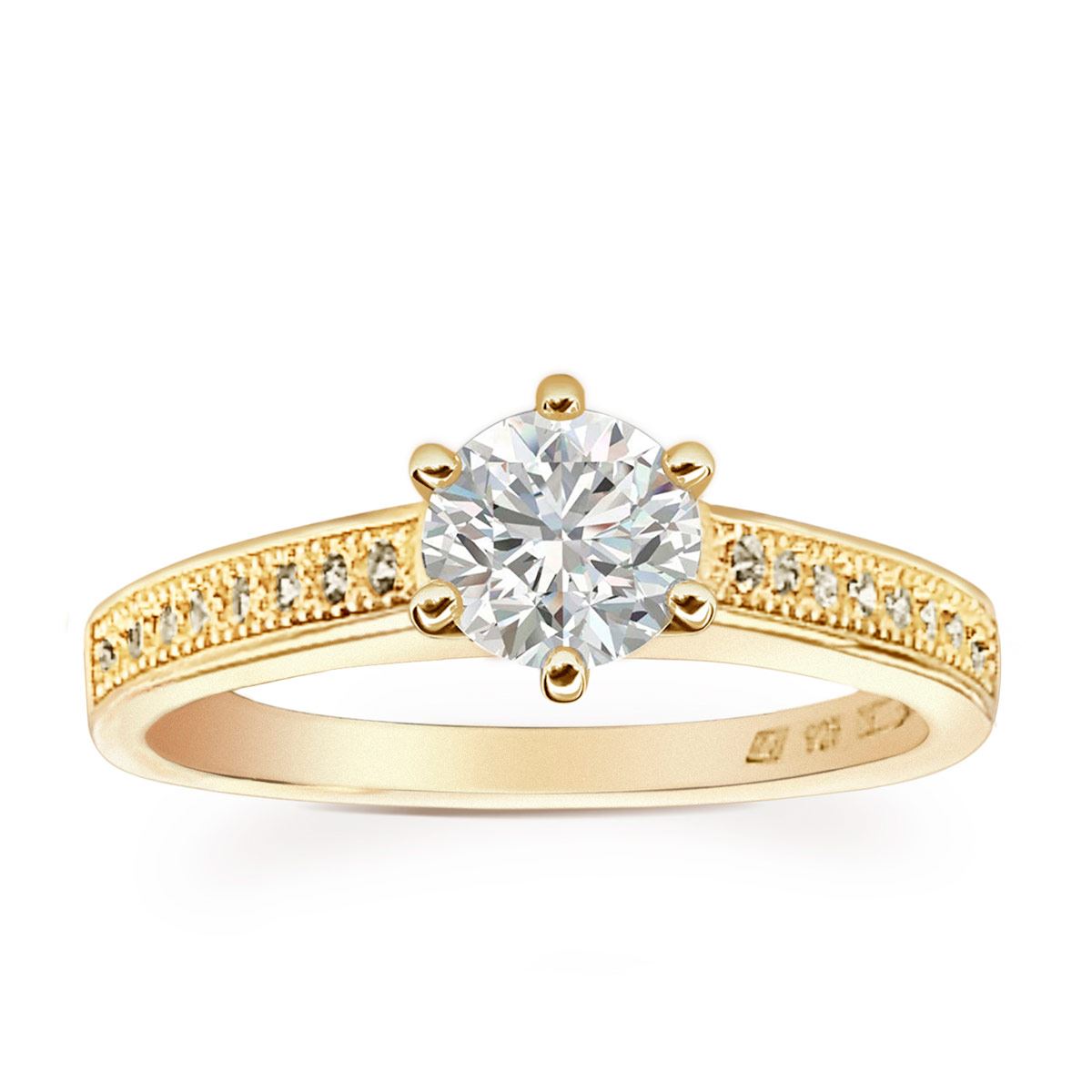 Anillo T7 En Acabado Dorado Con Circonias