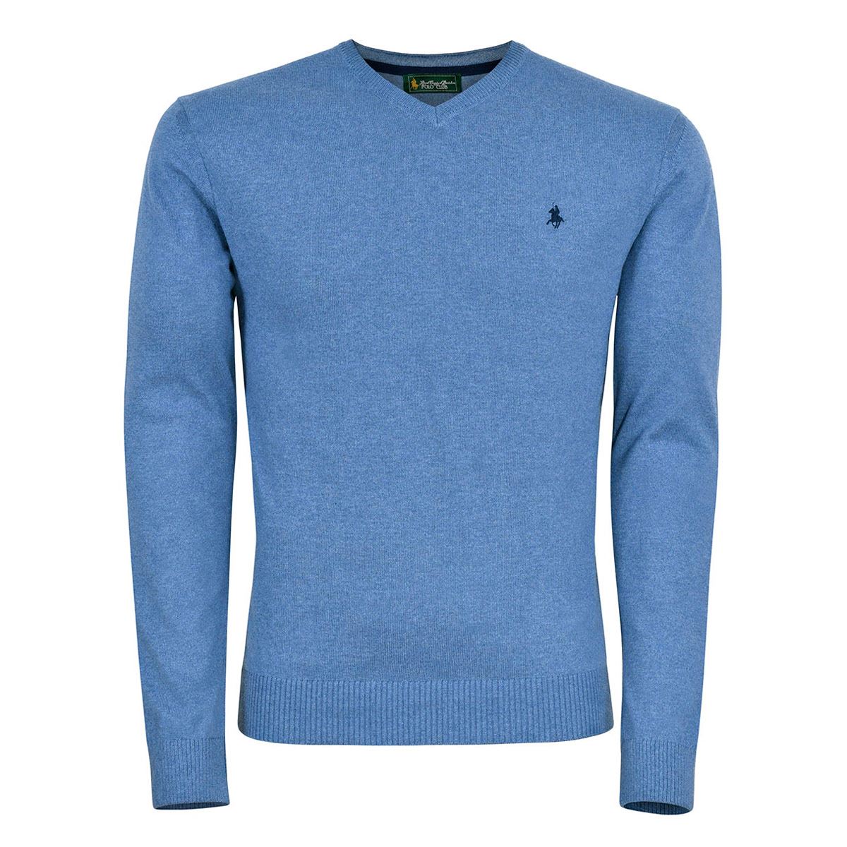 Suéter Polo Club cuello en V talla extra-grande color azul SPC-21-08