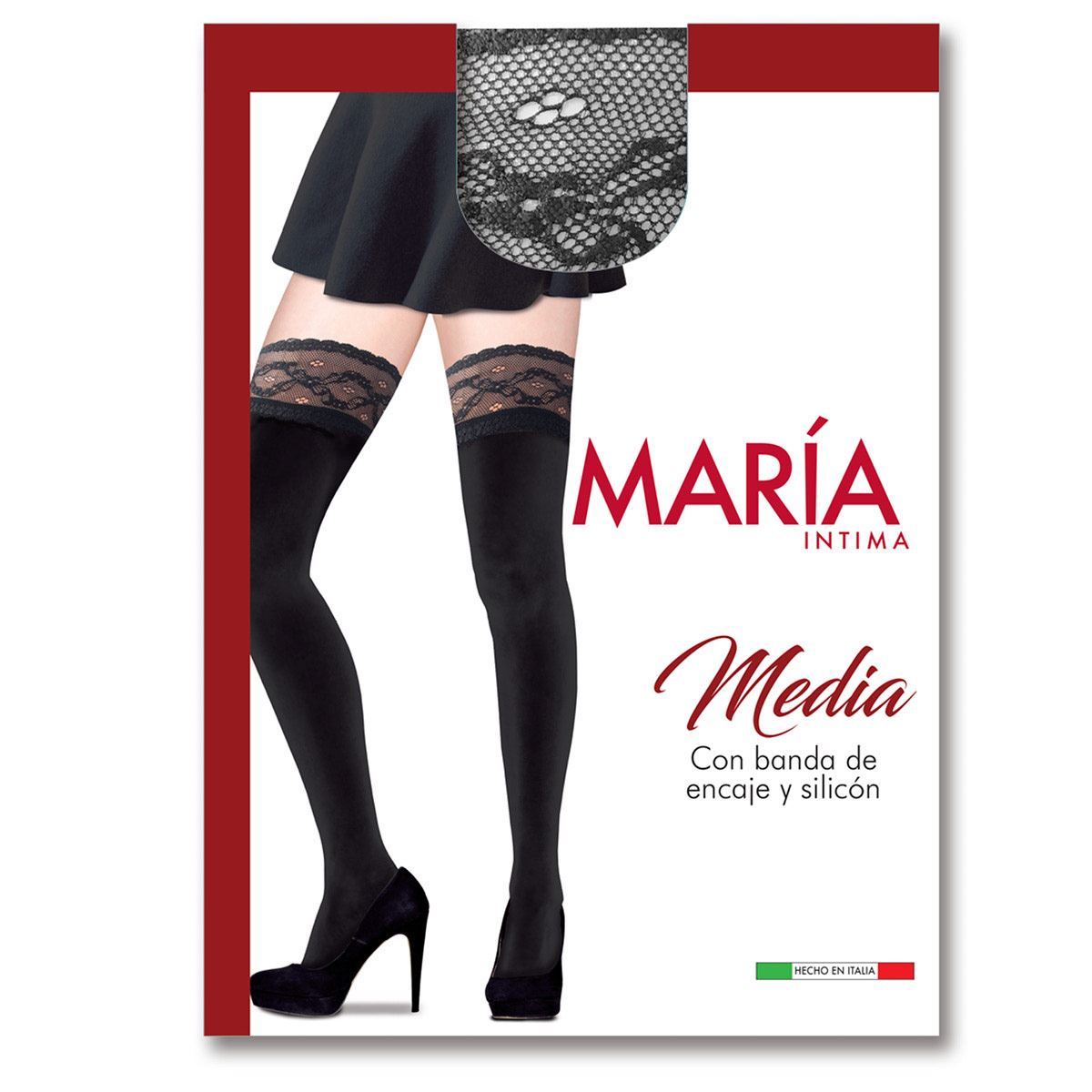 Media Encaje María Intima Chica-Mediana Negro Para Dama