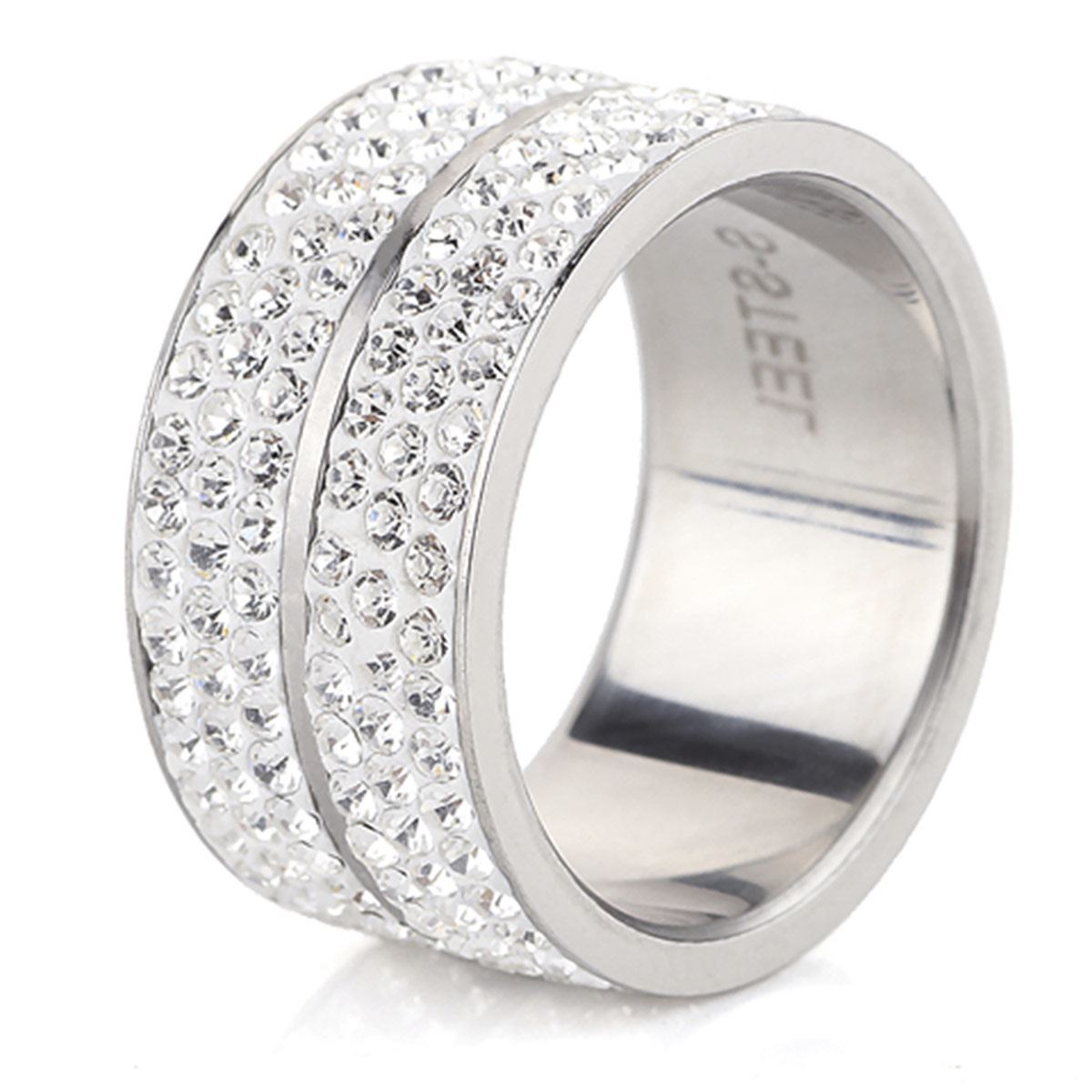 Anillo de acero inoxidable estilo doble Amor de Cristal