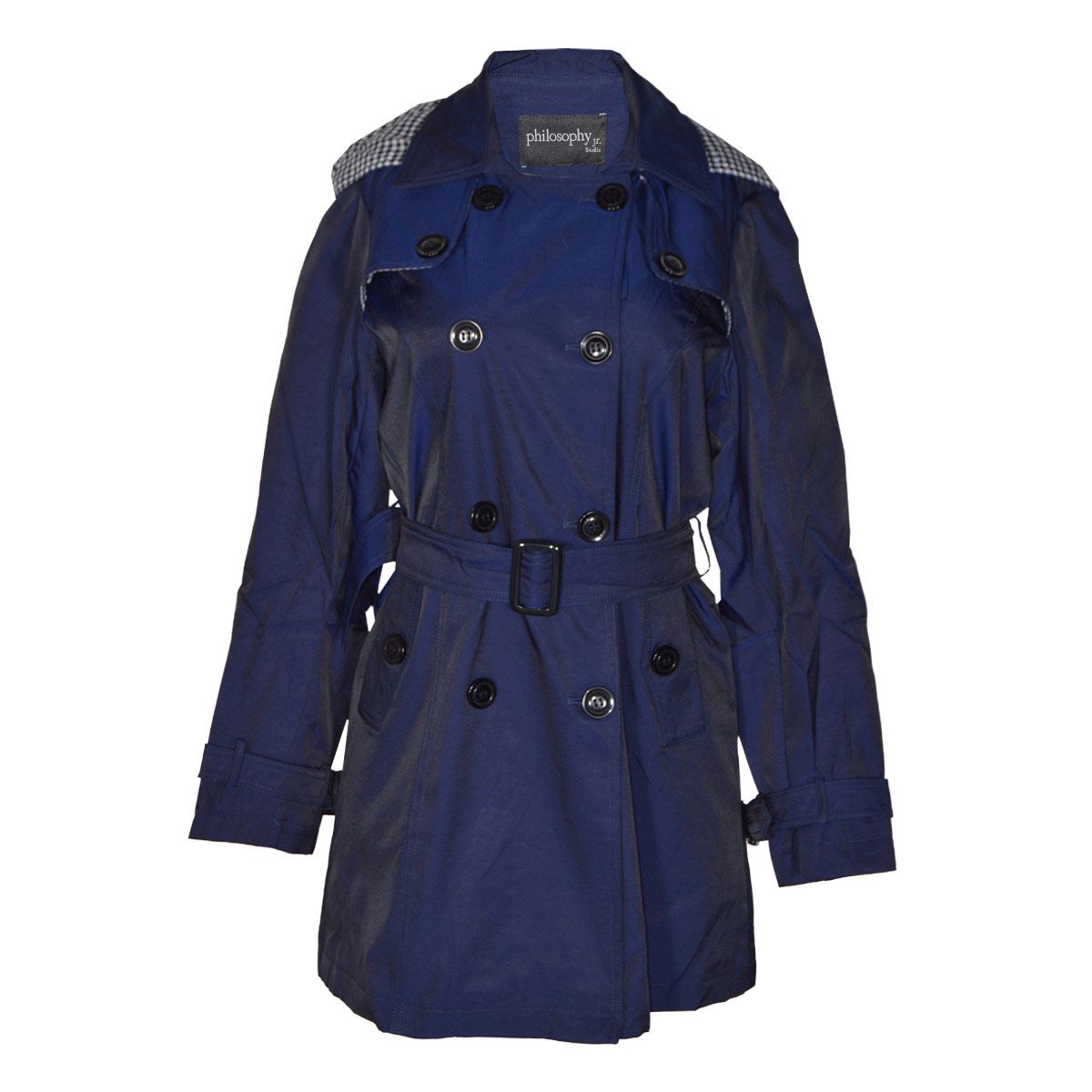 Gabardina Para Mujer, Con Botones Y Cinturón Philosophy Jr Talla Grande Color Azul Obscuro ...