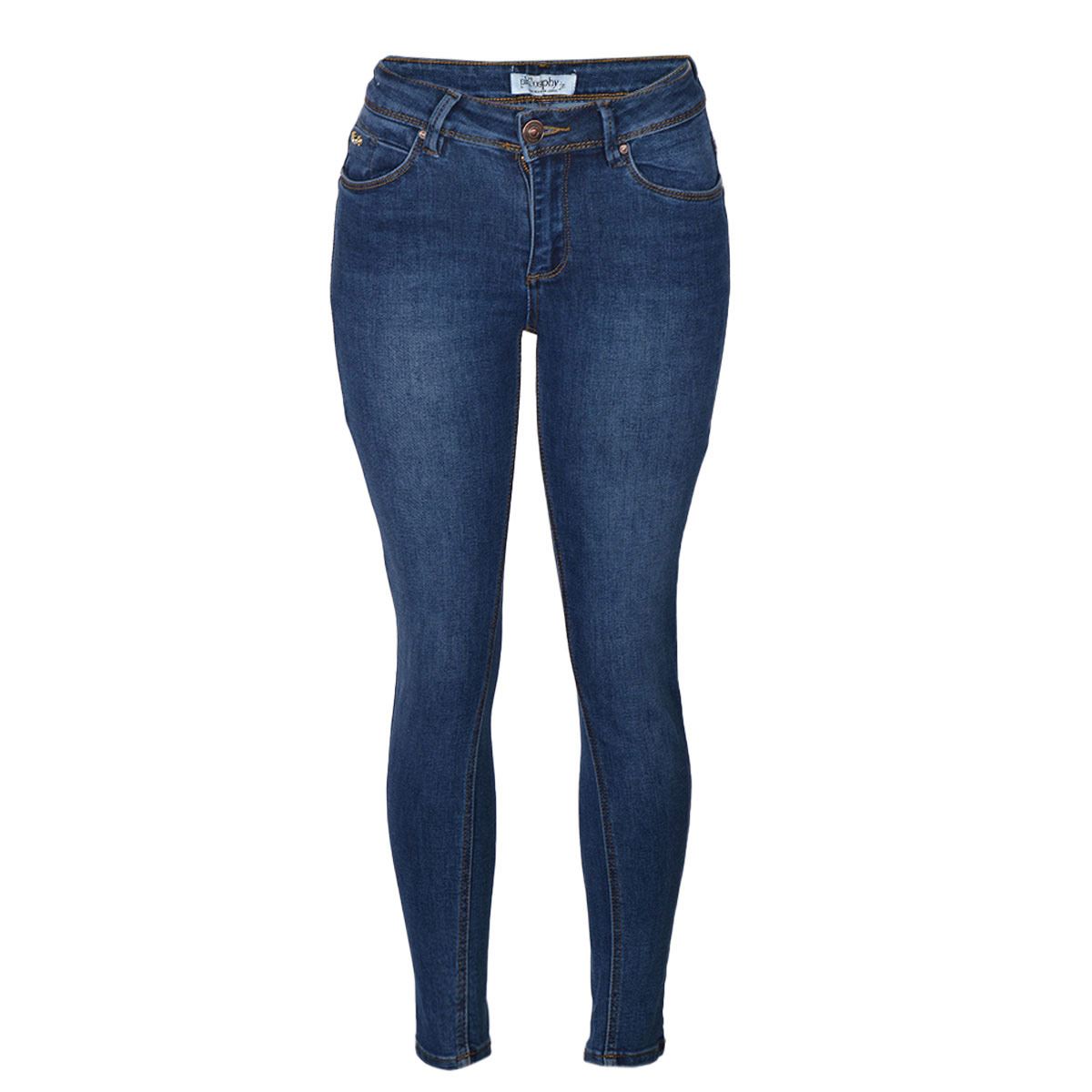 Jeans rectos tipo skinny con botón y bolsillos para mujer Philosophy