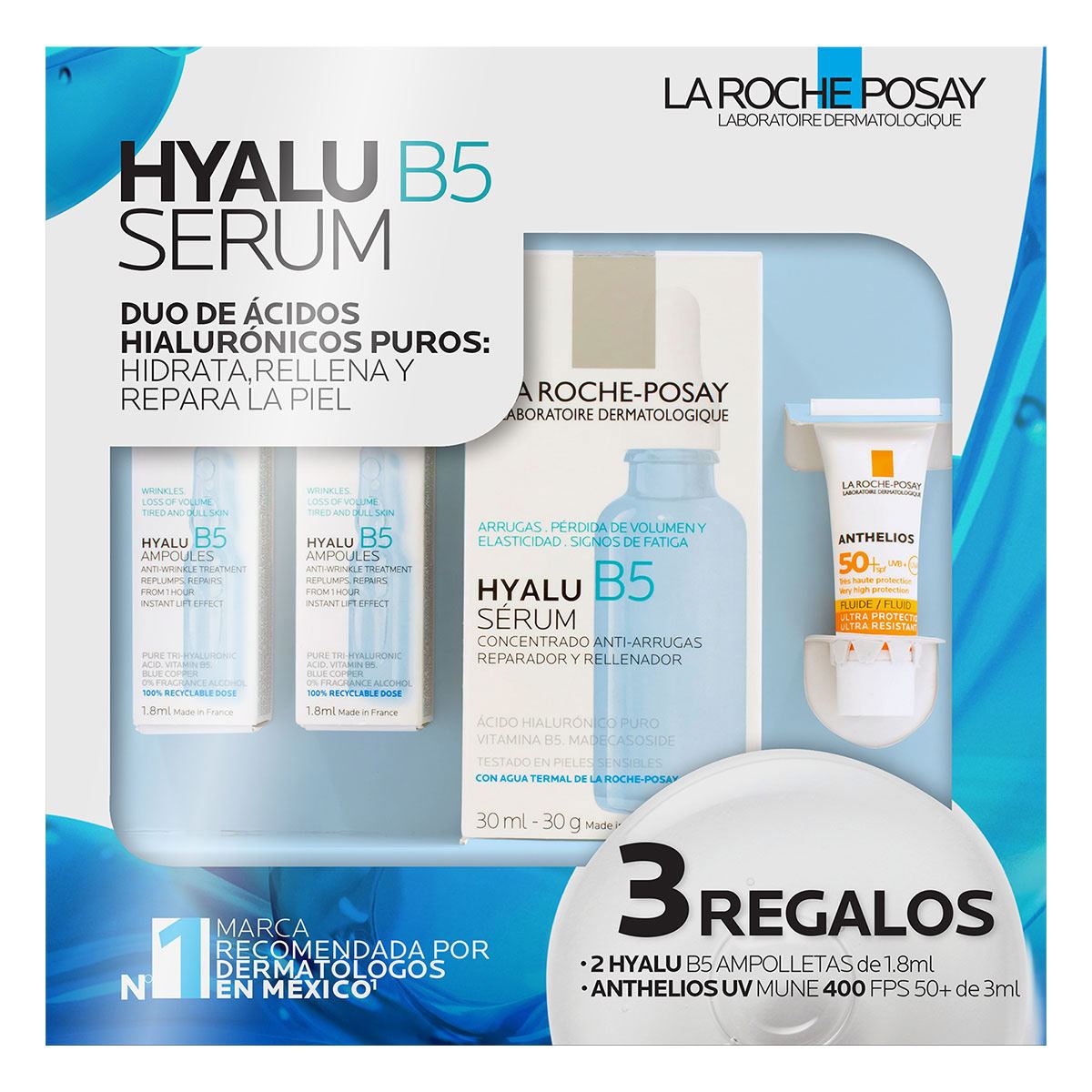 La Roche Posay Kit de serum facial anti arrugas con acido hialuronico ...