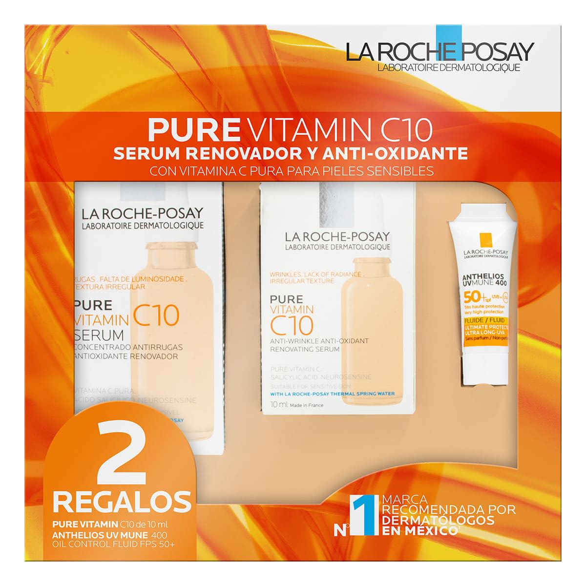 Pack La Roche Posay Pure Vitamin C10 Serum 30ml + Mini PVC 10 + Anthelios Oil Control Fluido ...
