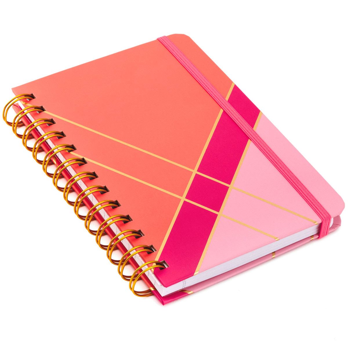 Cuaderno de espiral color rosa con coral