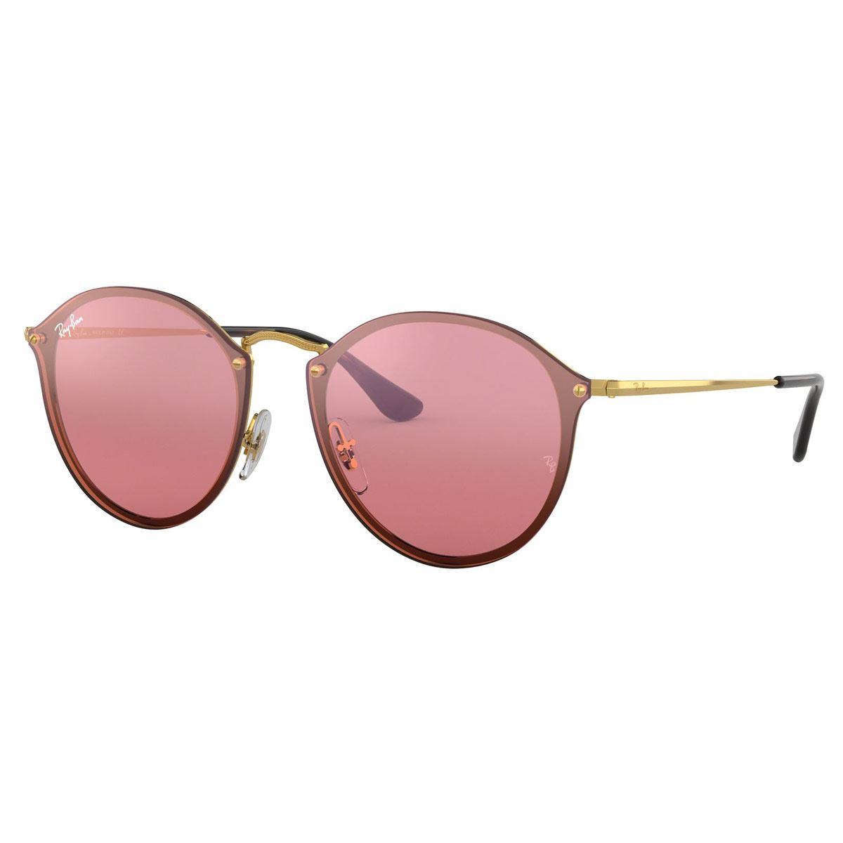 Ray-Ban Blaze Round rosa espejeado armazón en metal dorado