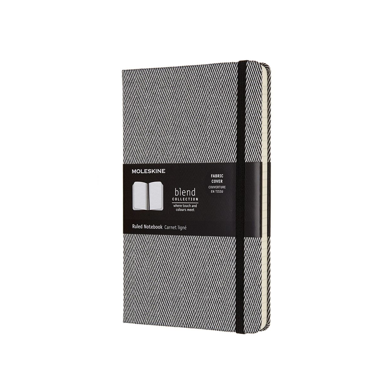 Libreta grande negra, hoja rayada tela pasta dura