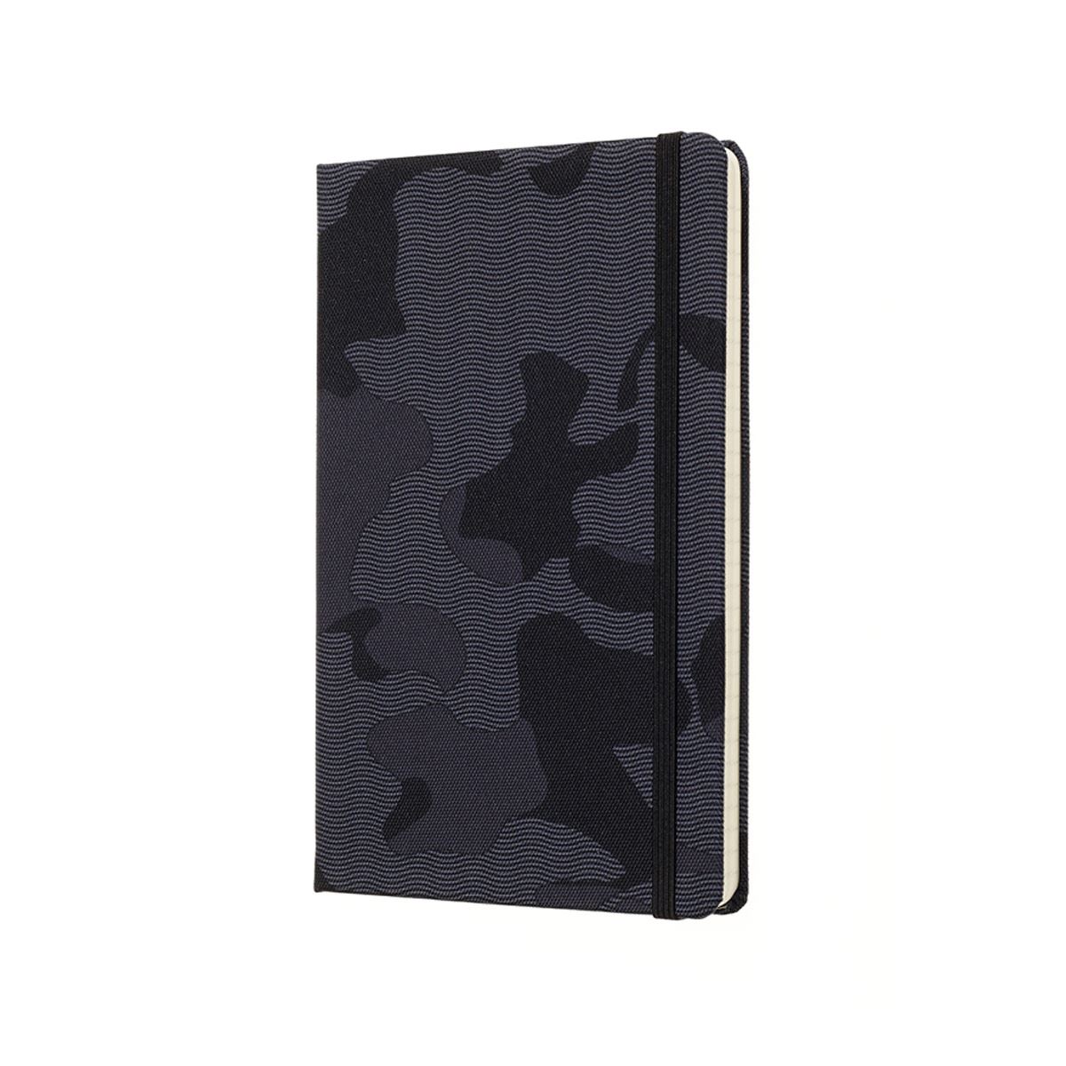 Libreta Grande Camuflaje Negra Hoja Rayada Tela Pasta Dura