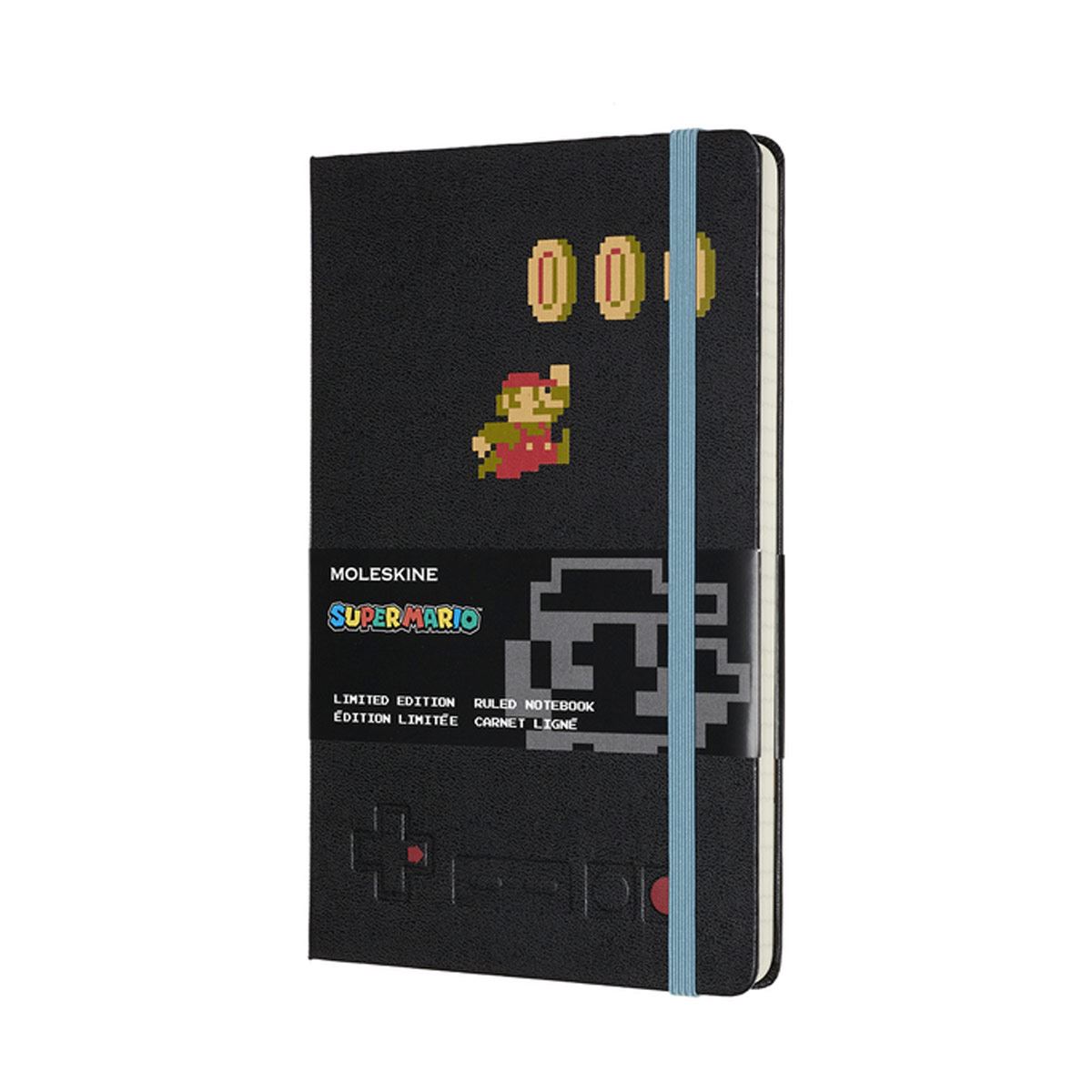 Libreta Super Mario grande negro, hoja rayada pasta dura