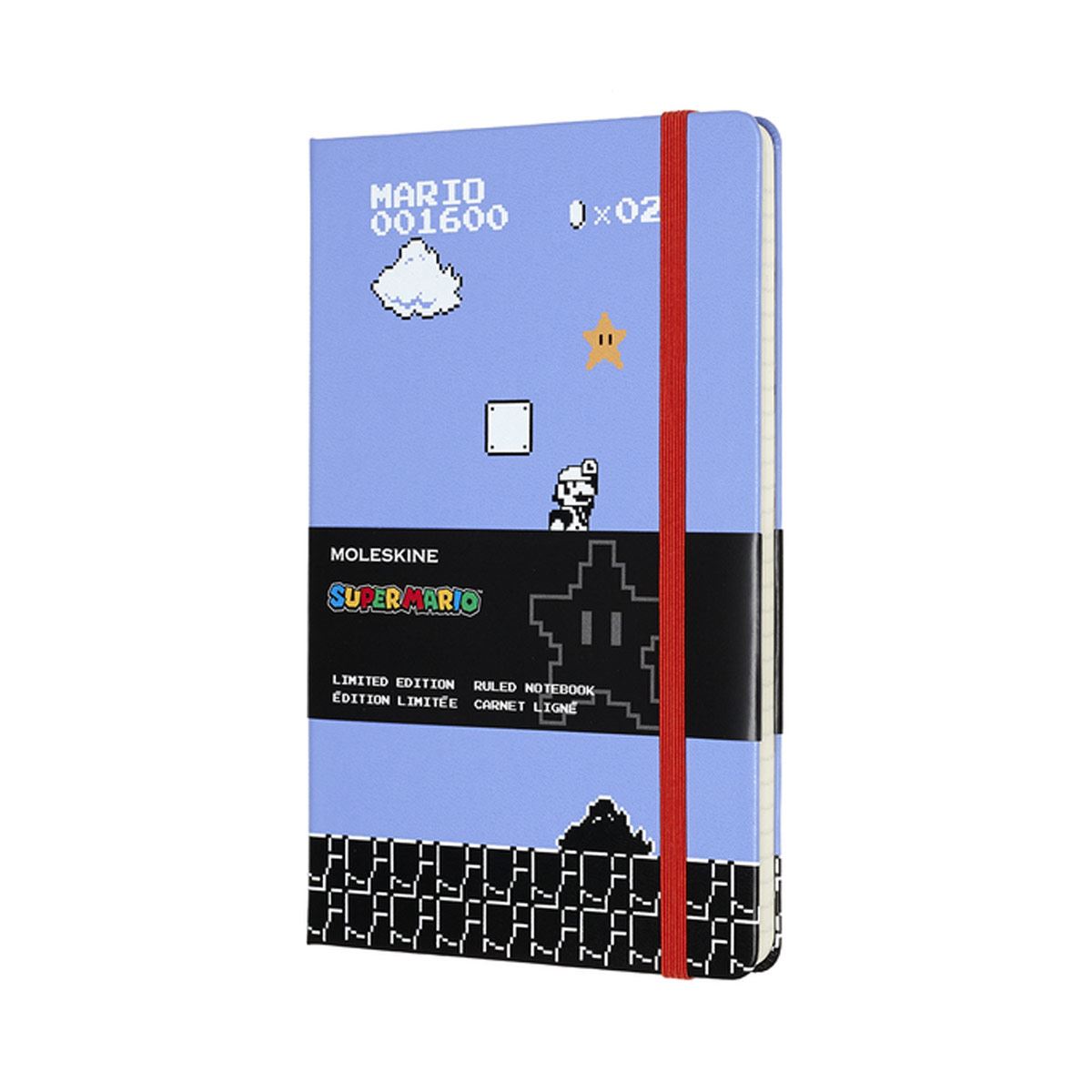 Libreta Super Mario grande azul, hoja rayada pasa dura