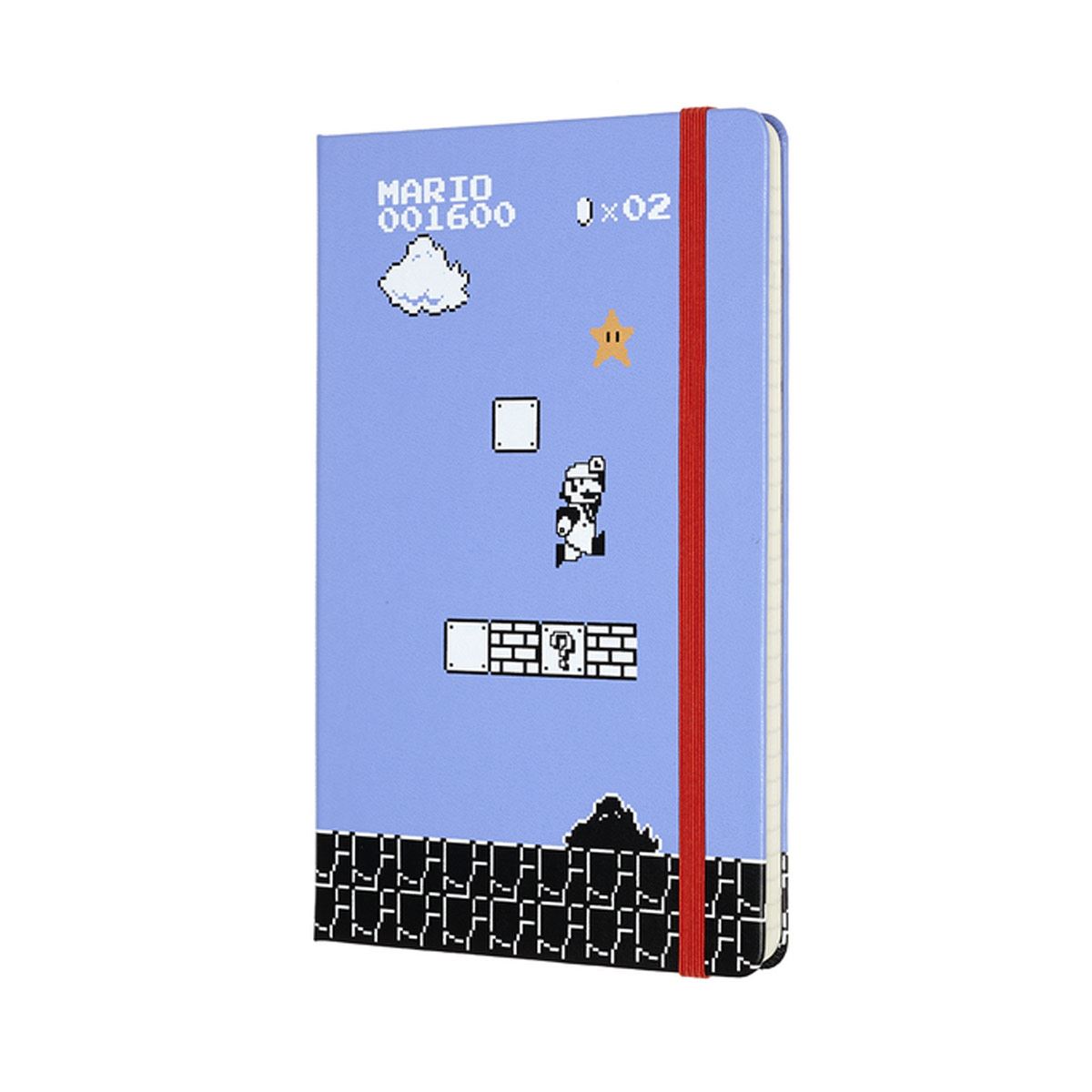Libreta Super Mario grande azul, hoja rayada pasa dura