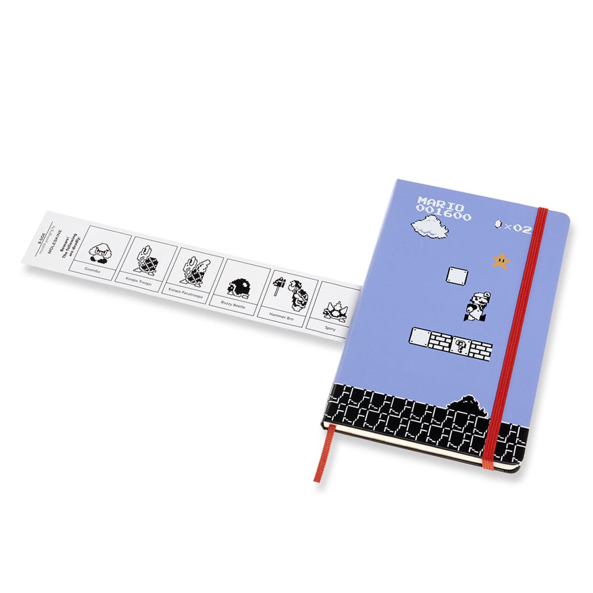 Libreta Super Mario grande azul, hoja rayada pasa dura
