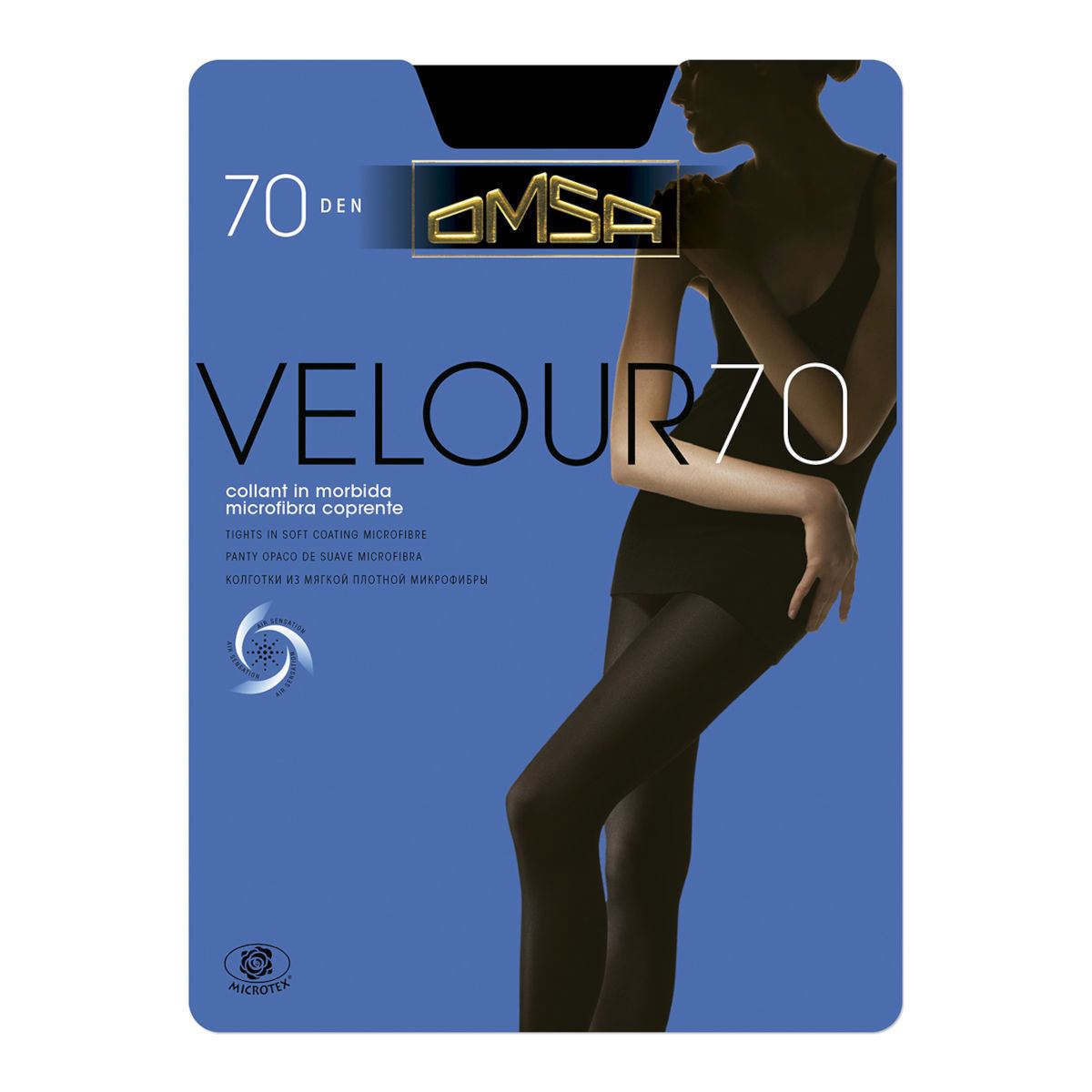 Pantimedia Omsa Velour 70 opaca suave microfibra modelo 248 color negro talla grande dama