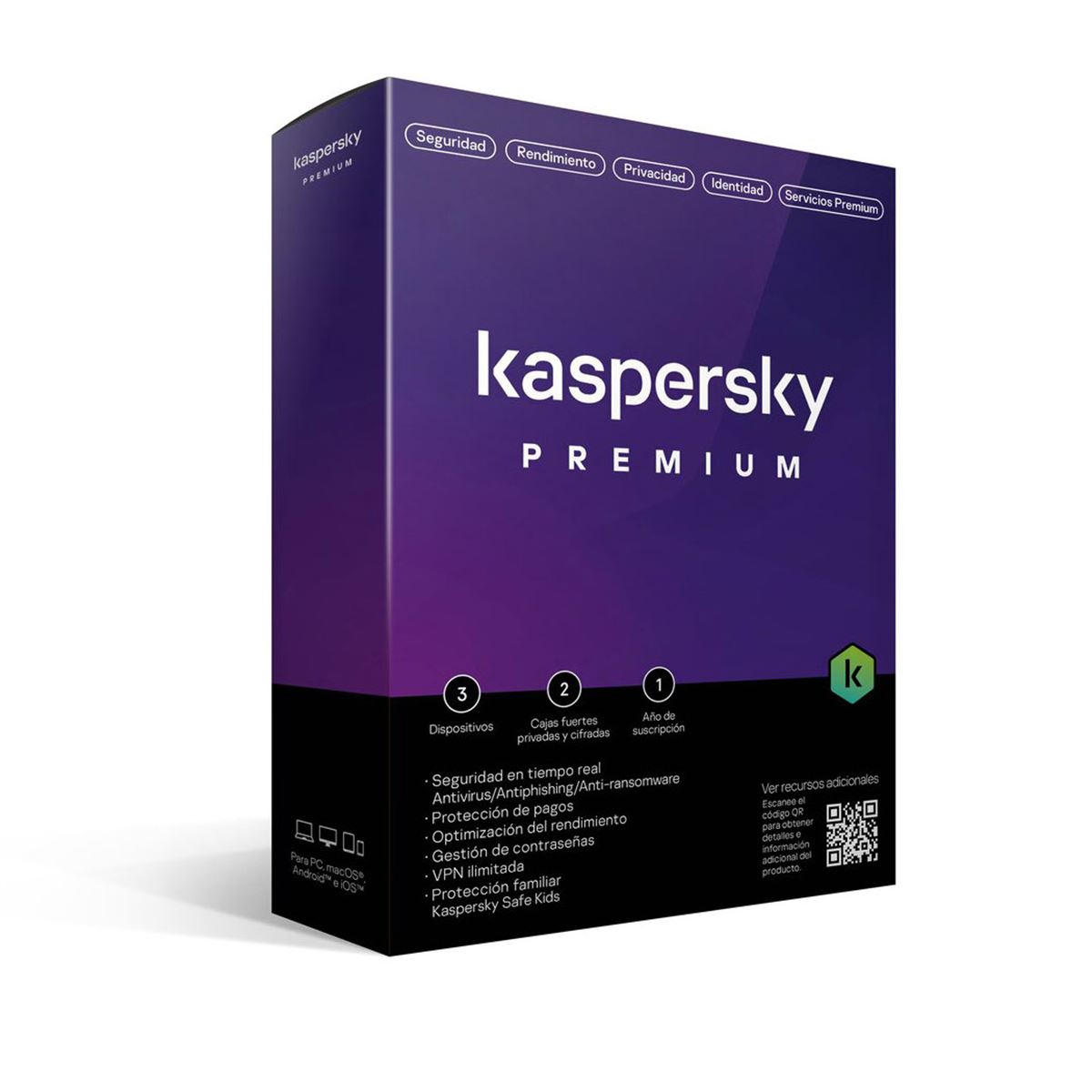 Kaspersky premium 3 dispositivos 1 año