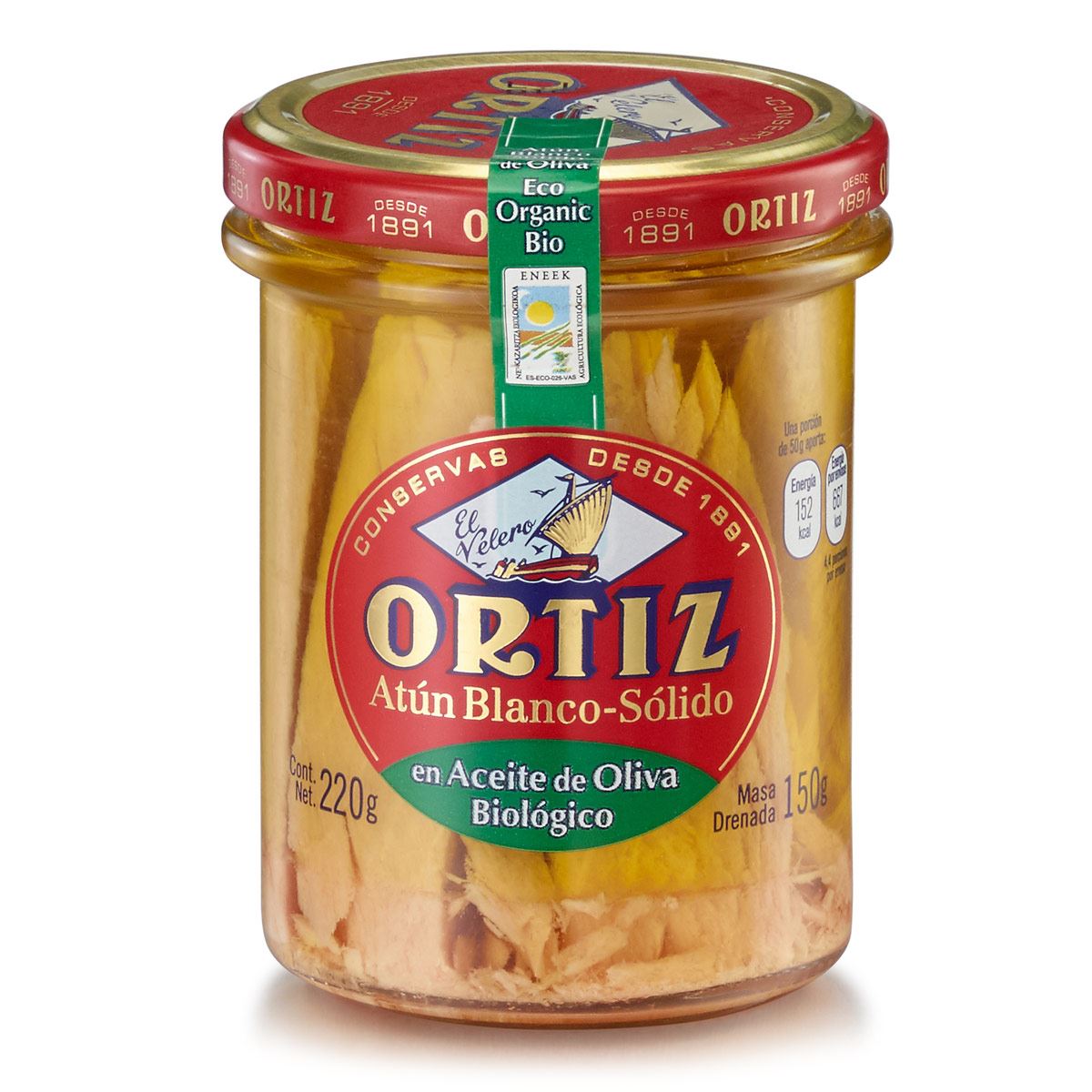 Atún Blanco en Aceite Orgánico 220 gramos Ortiz