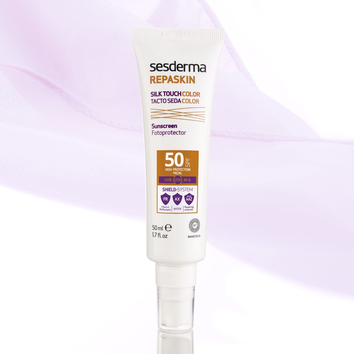 Fotoprotector Facial Repaskin Facial Spf Tacto Seda con color de 50 ml
