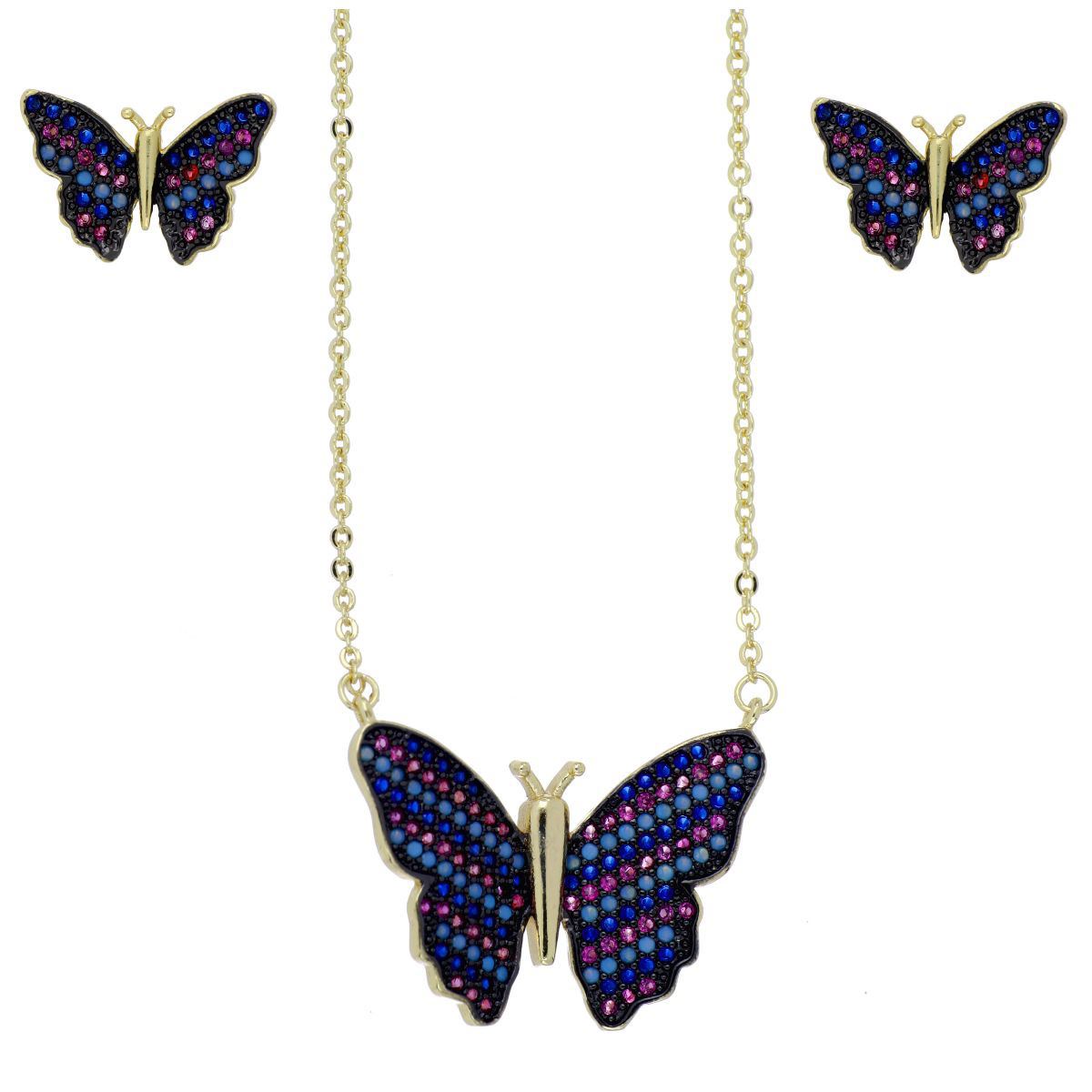 FB, juego de arete, gargantilla con cadena de 42 cms+4cms de extensión ...