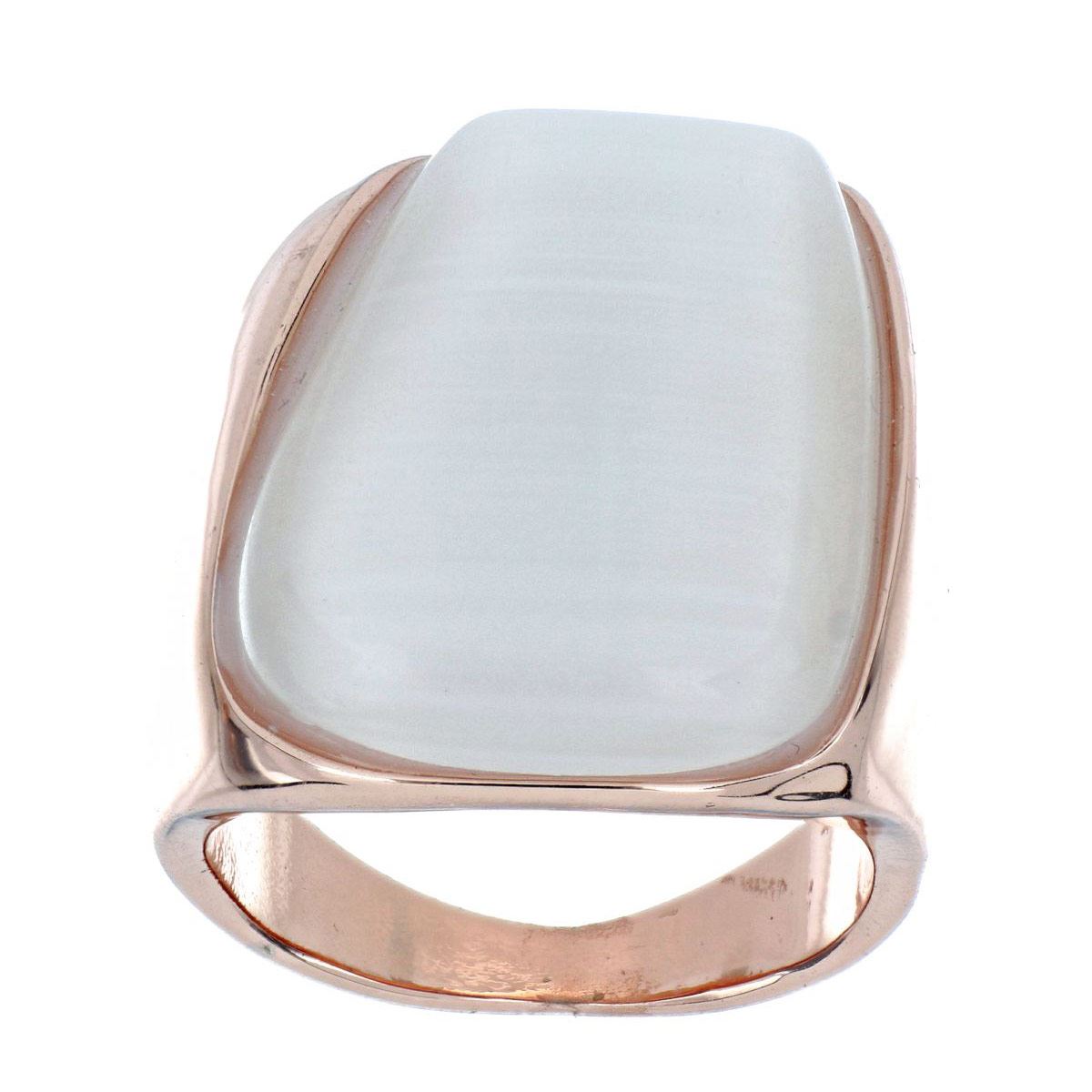 FB, Anillo Con Piedra Rosa, Acabado En Chapado Oro Rosa