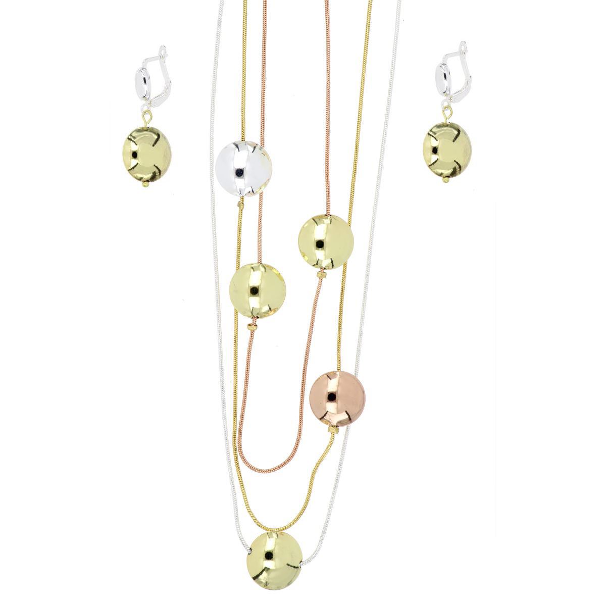 FB, Set Arete+Gargantilla Con Aros Tricolor