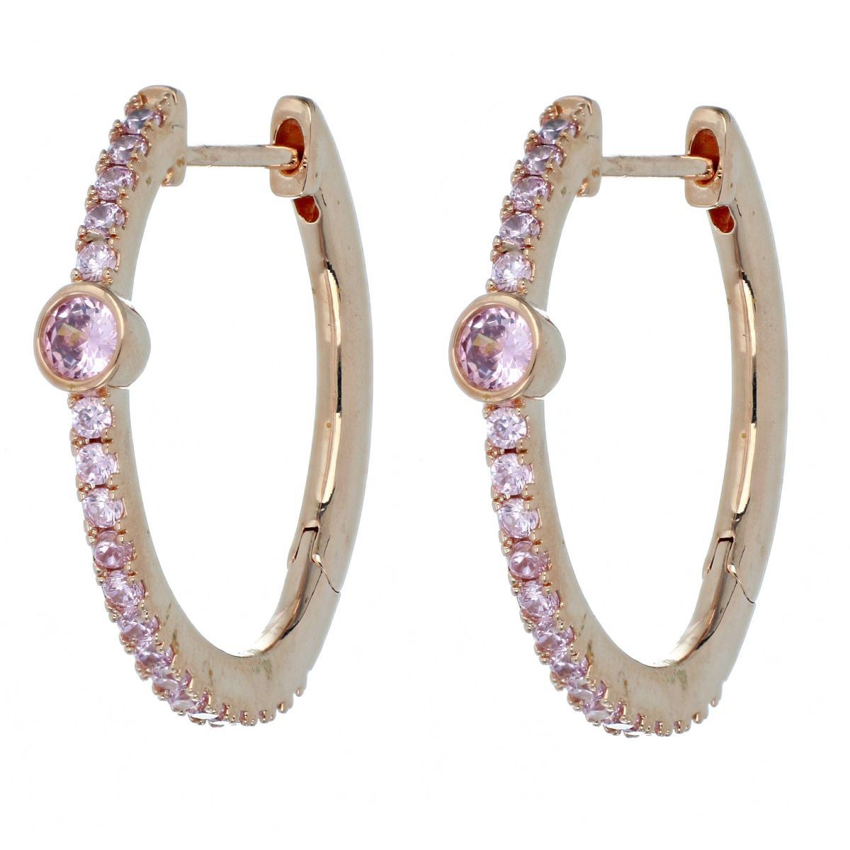 Arracadas Medianas Circonita Rosa Chapado Oro Rosa Farfalla Bonetti