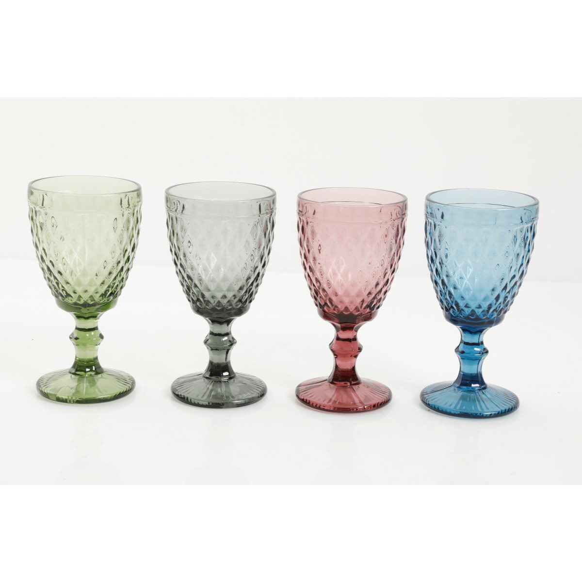 Rainbow set 4 pzas copas de vidrio labrado de color - 4 colores diferentes