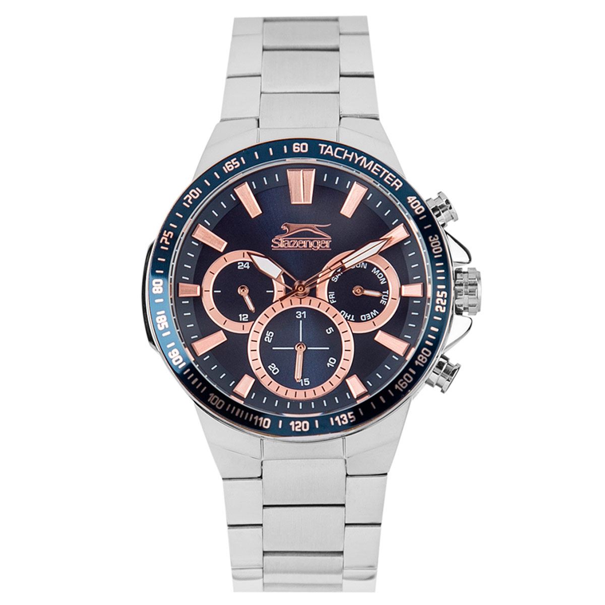 Reloj Slazenger Color Plateado y Azul Para Caballero