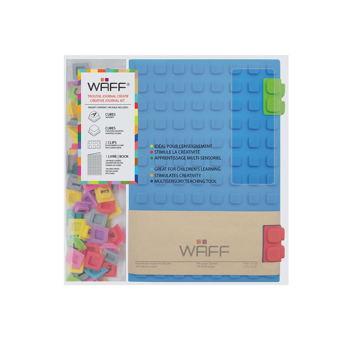 Libreta turquesa + Cubos de colores Waff