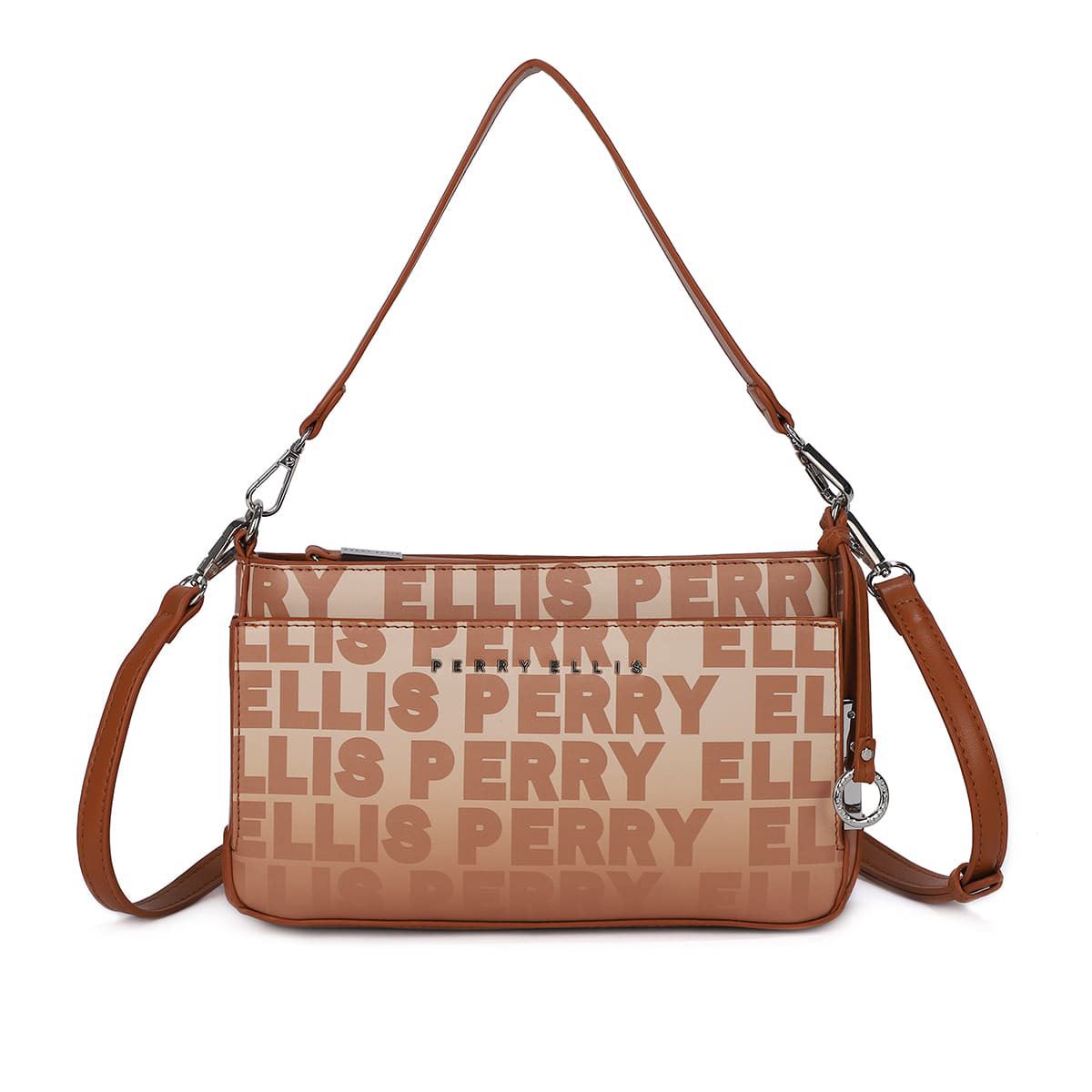 Bolsa estilo Shoulder marca Perry Ellis color camello modelo A10143