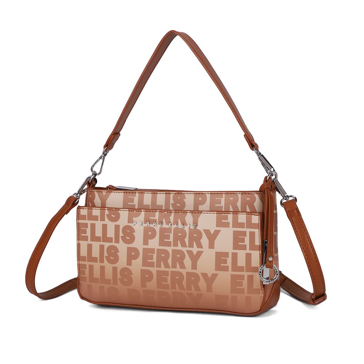 Bolsa estilo Shoulder marca Perry Ellis color camello modelo A10143