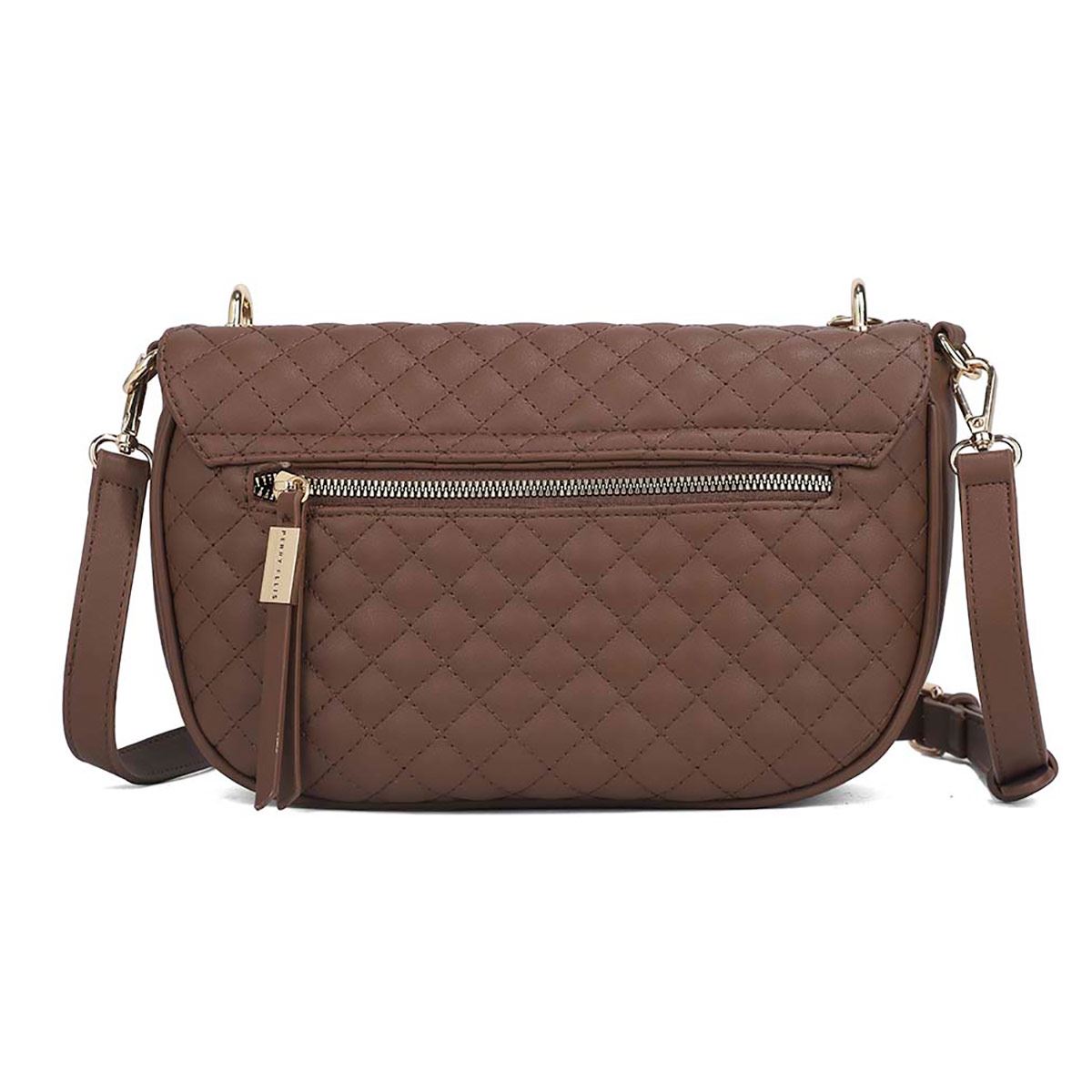 Bolsa estilo crossbody marca Perry Ellis color café modelo A10191