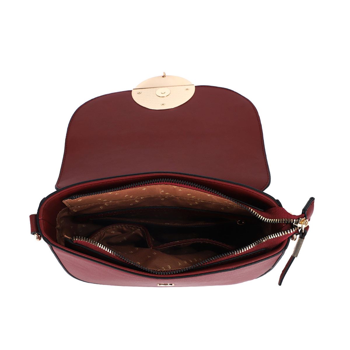 Bolsa estilo Crossbody marca Perry Ellis color vino modelo A10200