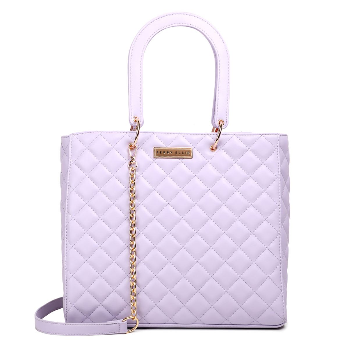Bolsa estilo Tote marca Perry Ellis color lila modelo A10763