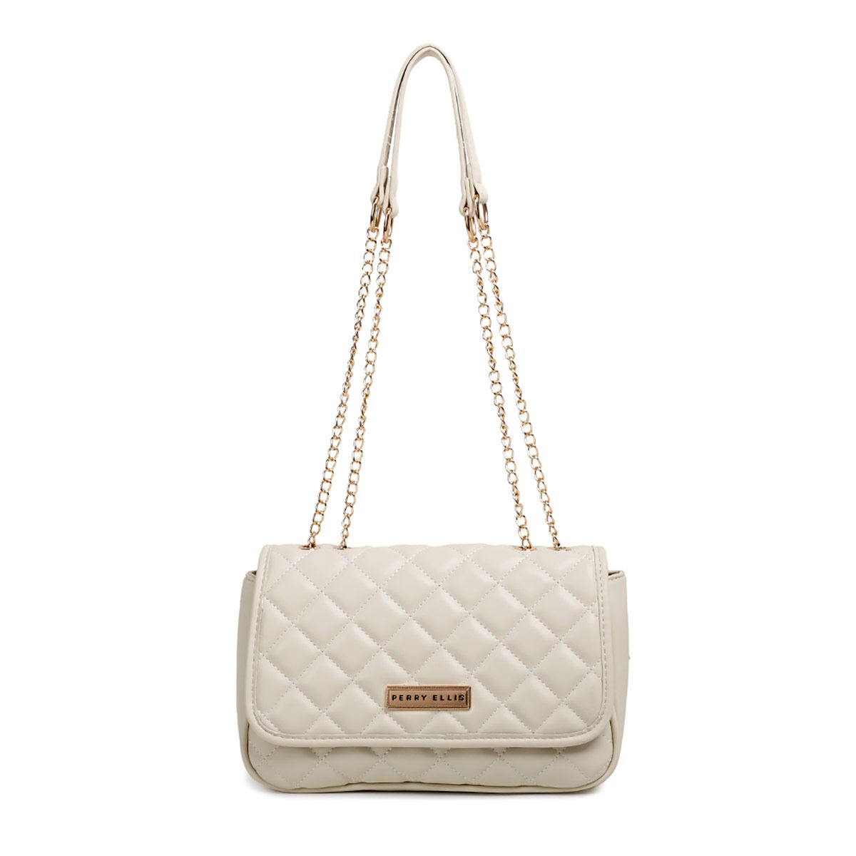 Bolsa estilo Crossbody marca Perry Ellis color blanco modelo A10767