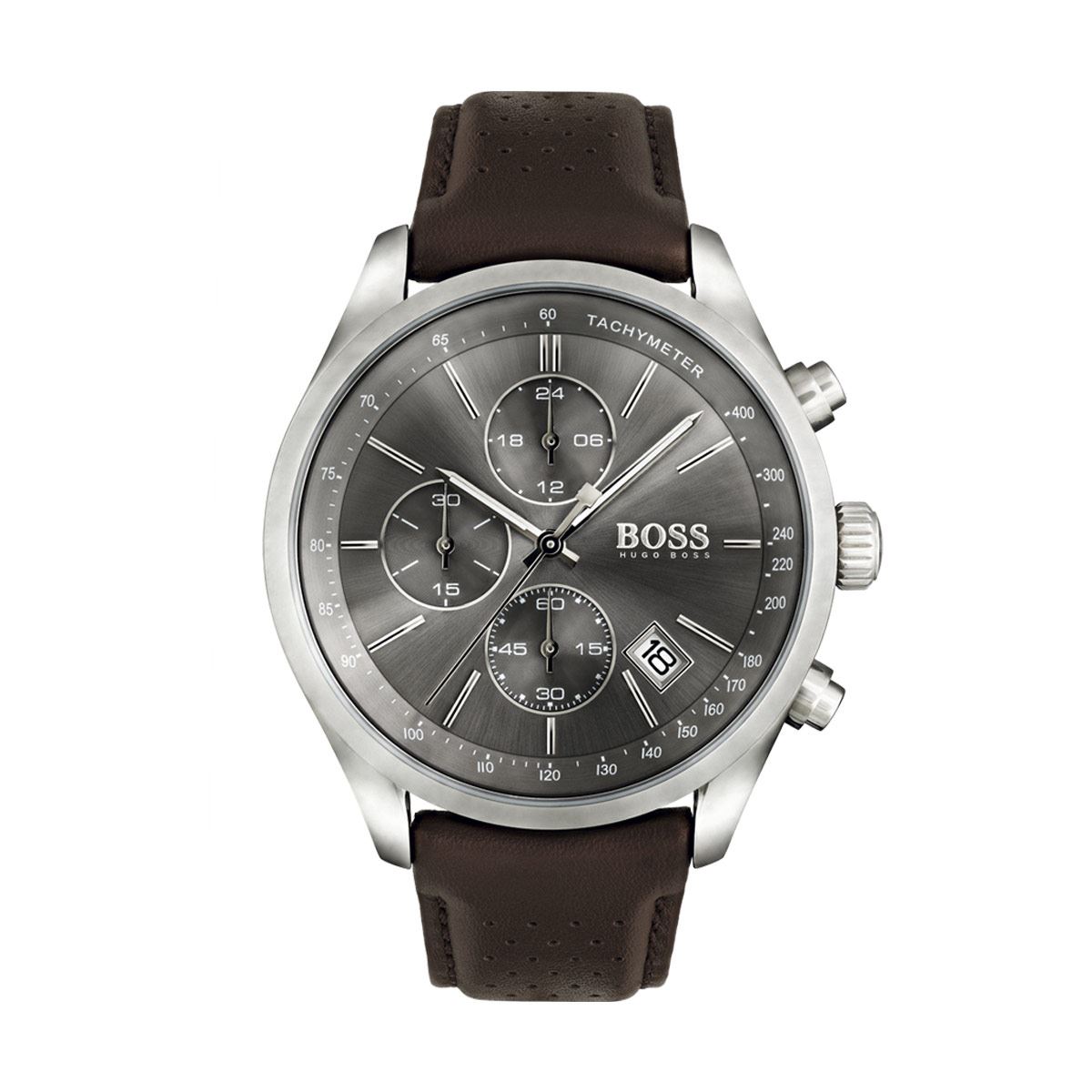 Reloj Boss Grand Prix Plateado y Café 1513476 Para Caballero