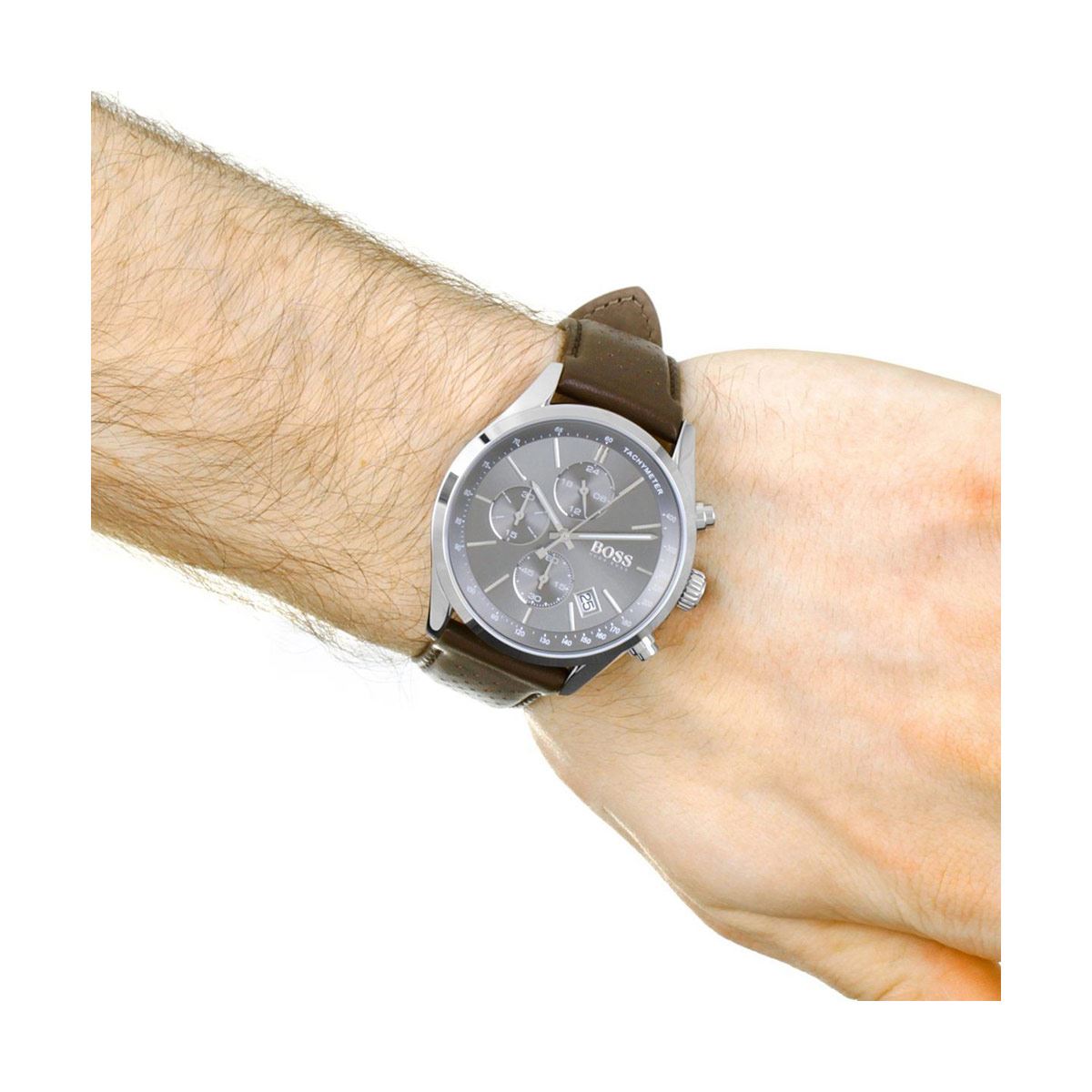 Reloj Boss Grand Prix Plateado y Café 1513476 Para Caballero