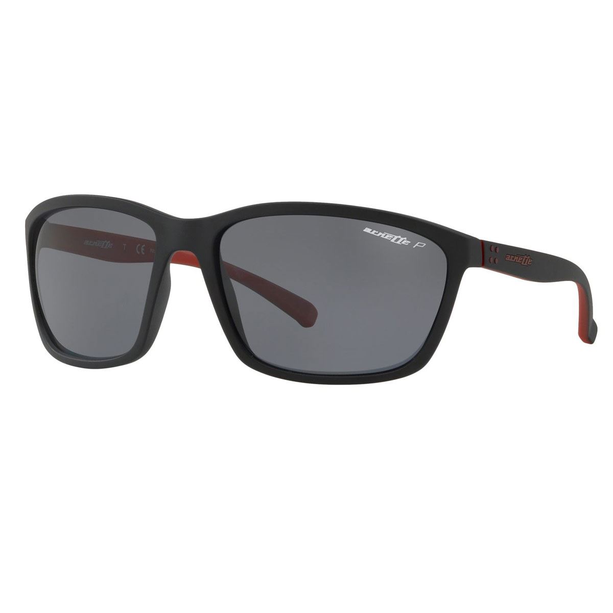 Arnette Hand Up polarizado gris, armazón inyectado negro-rojo