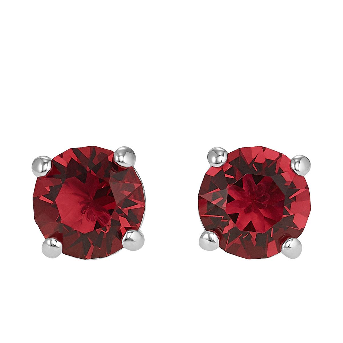 Aretes Plateados con Cristal Rojo Swarovski