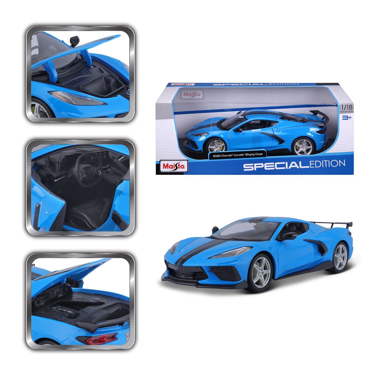 1:18 2020 Chevrolet Corvette Stingray Coupe (High Wing) Azul