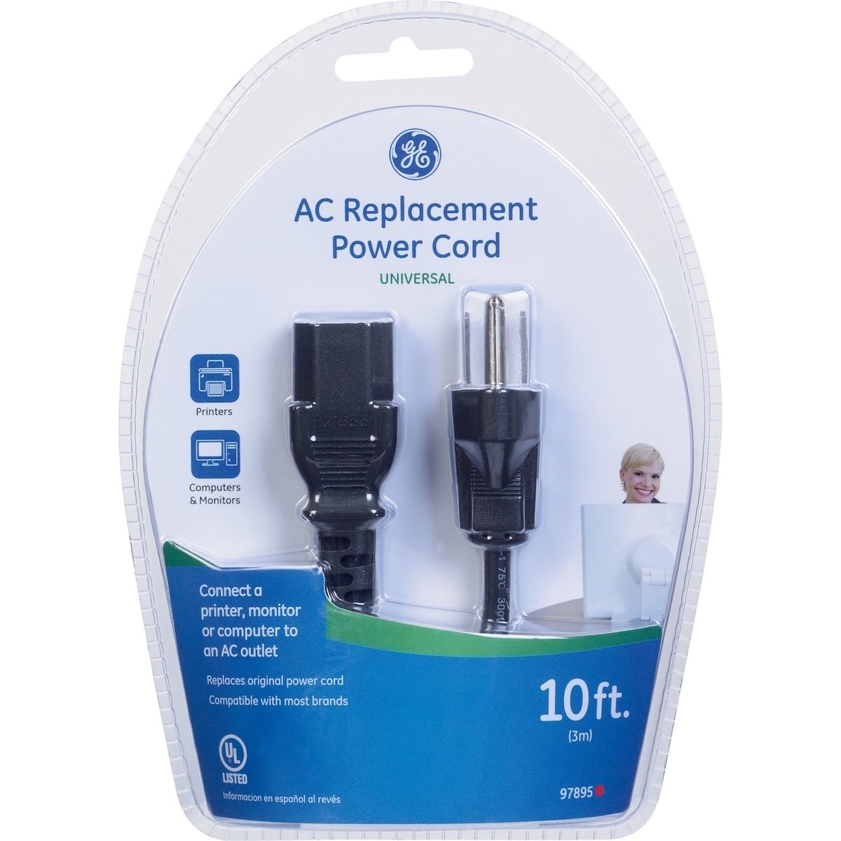 Cable de Corriente Ge Pc/ Impresora/ Monitor