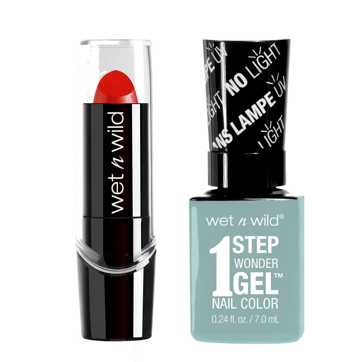 Duo Gel Uñas Pretty Peas + Labial Hot Red Wet N Wild