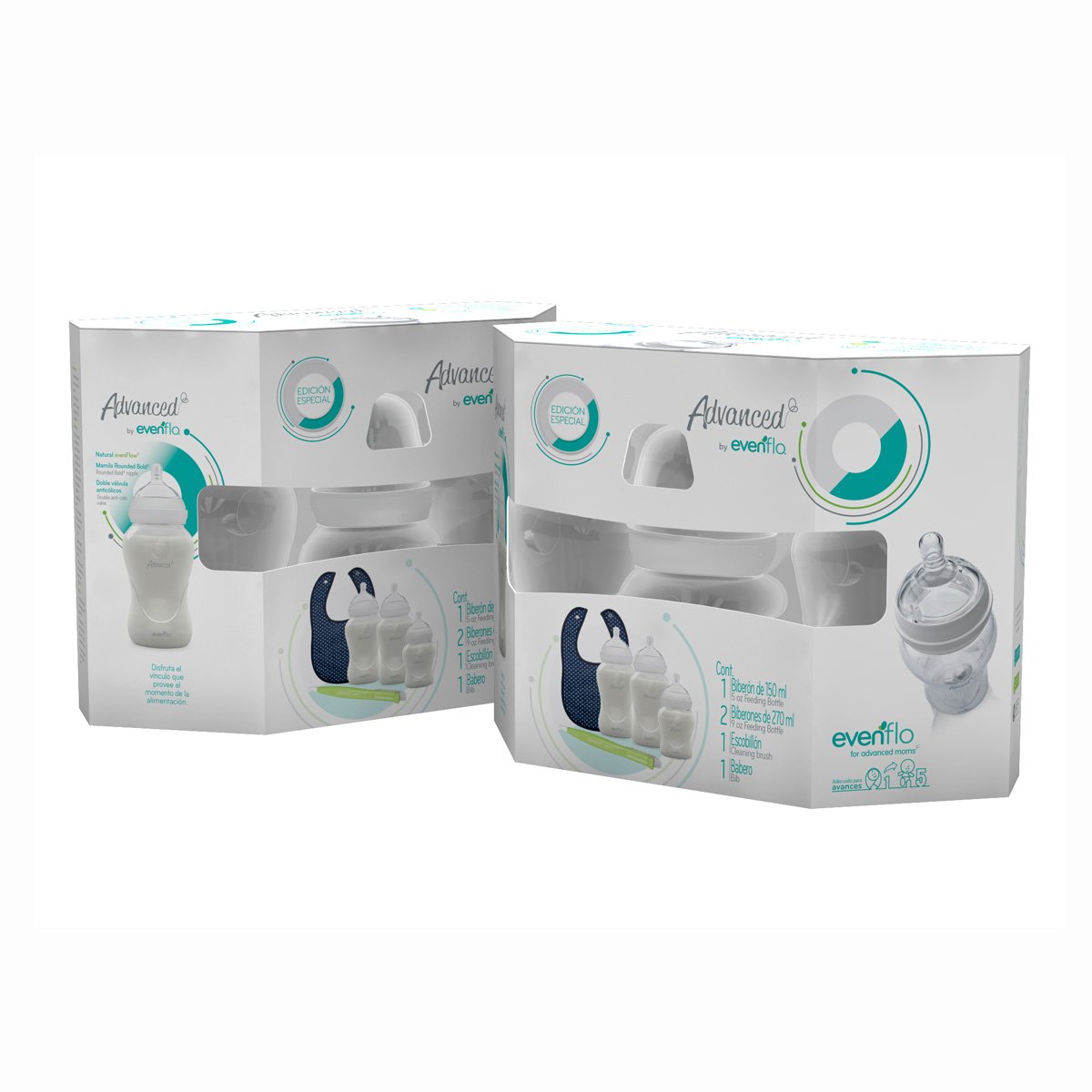 Set de Biberones Advanced con Babero Evenflo