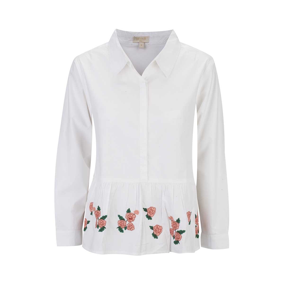 Camisa con Olan Bordado Life Styler