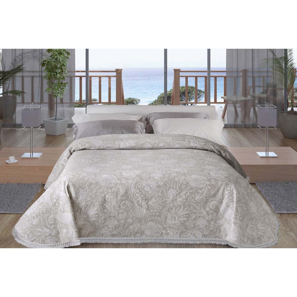 Colcha Fust Gris Lumatex - King Size