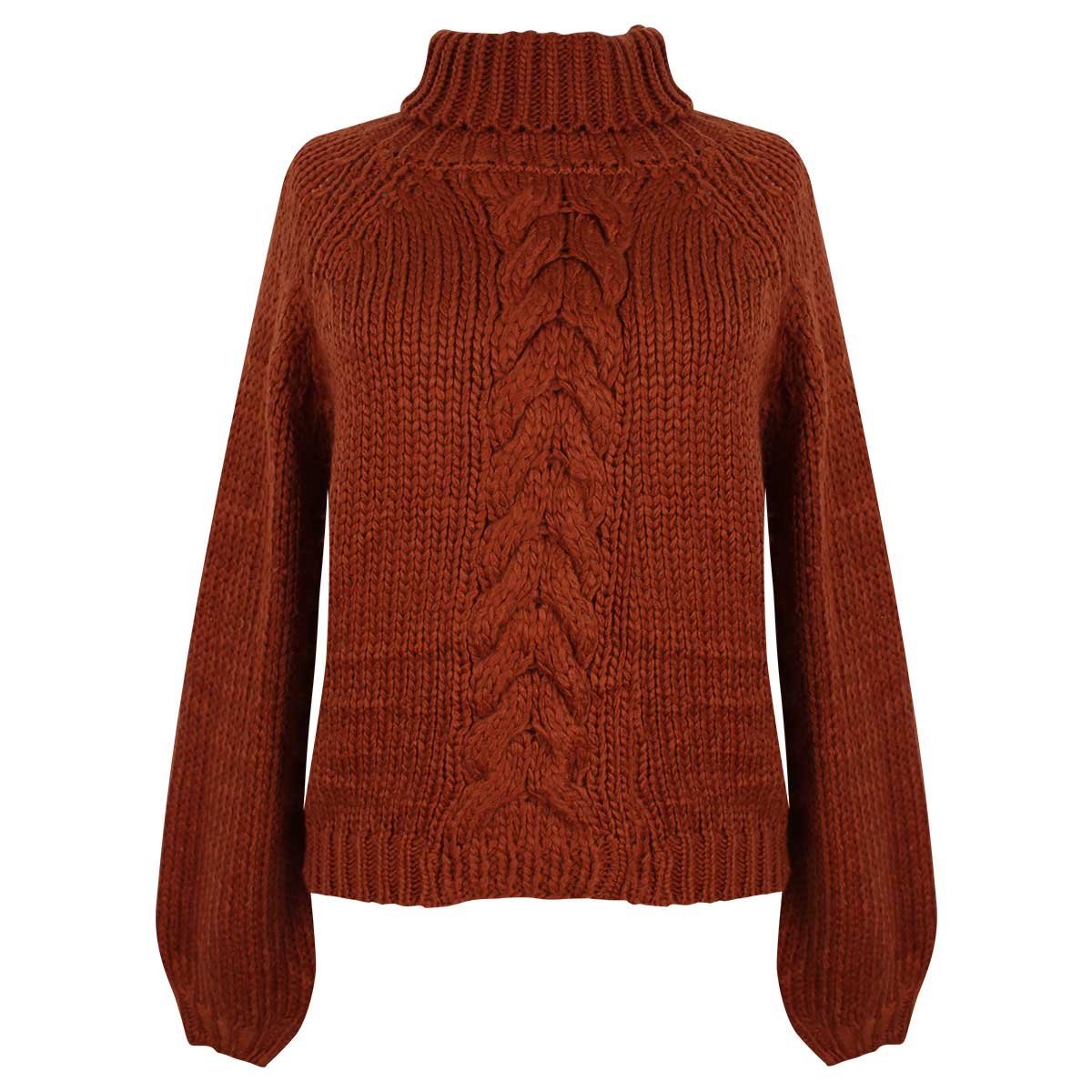 Suéter Manga Larga Cuello Alto Diseño Tejido Elle