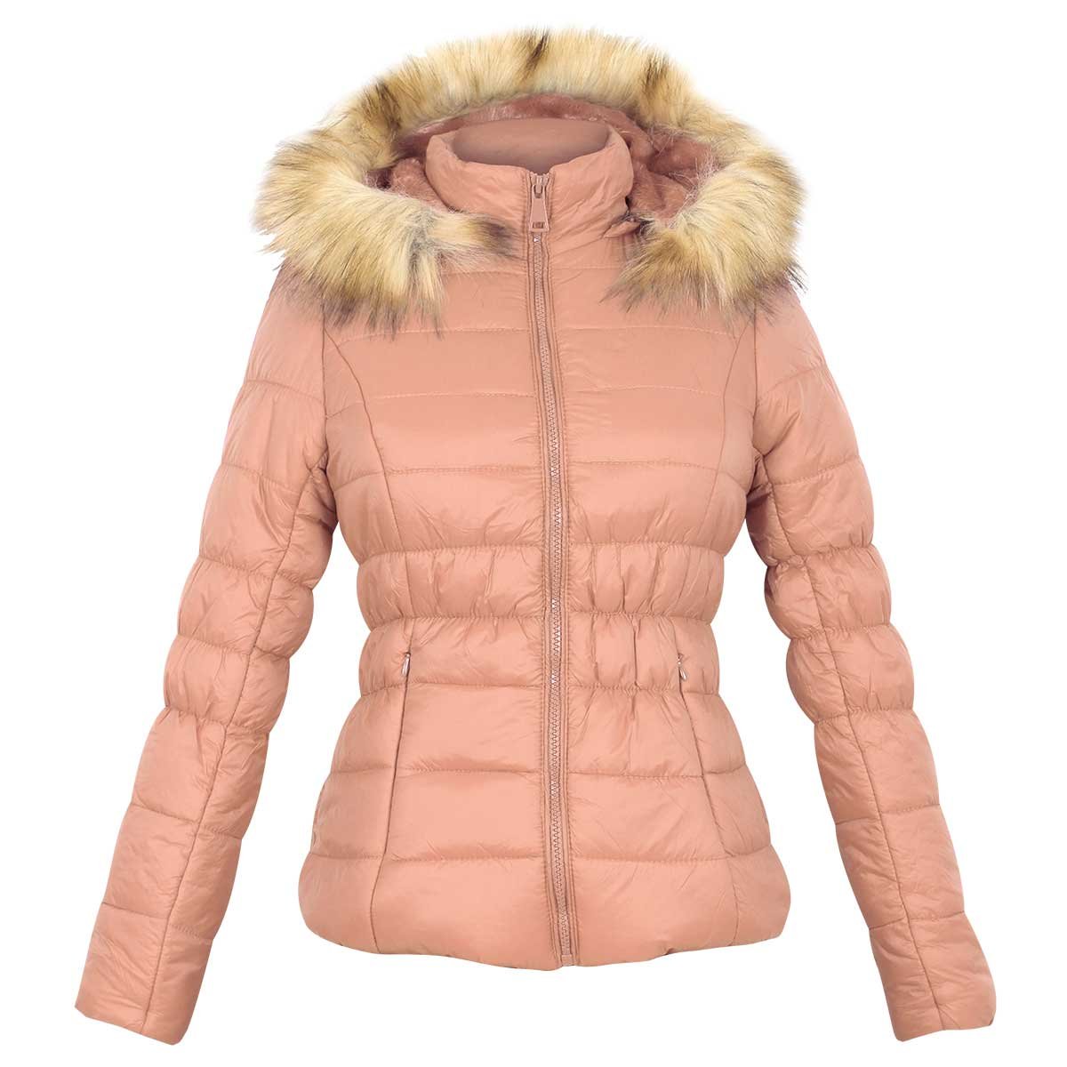 Chamarra Rosa Capitonada con Capucha Elle