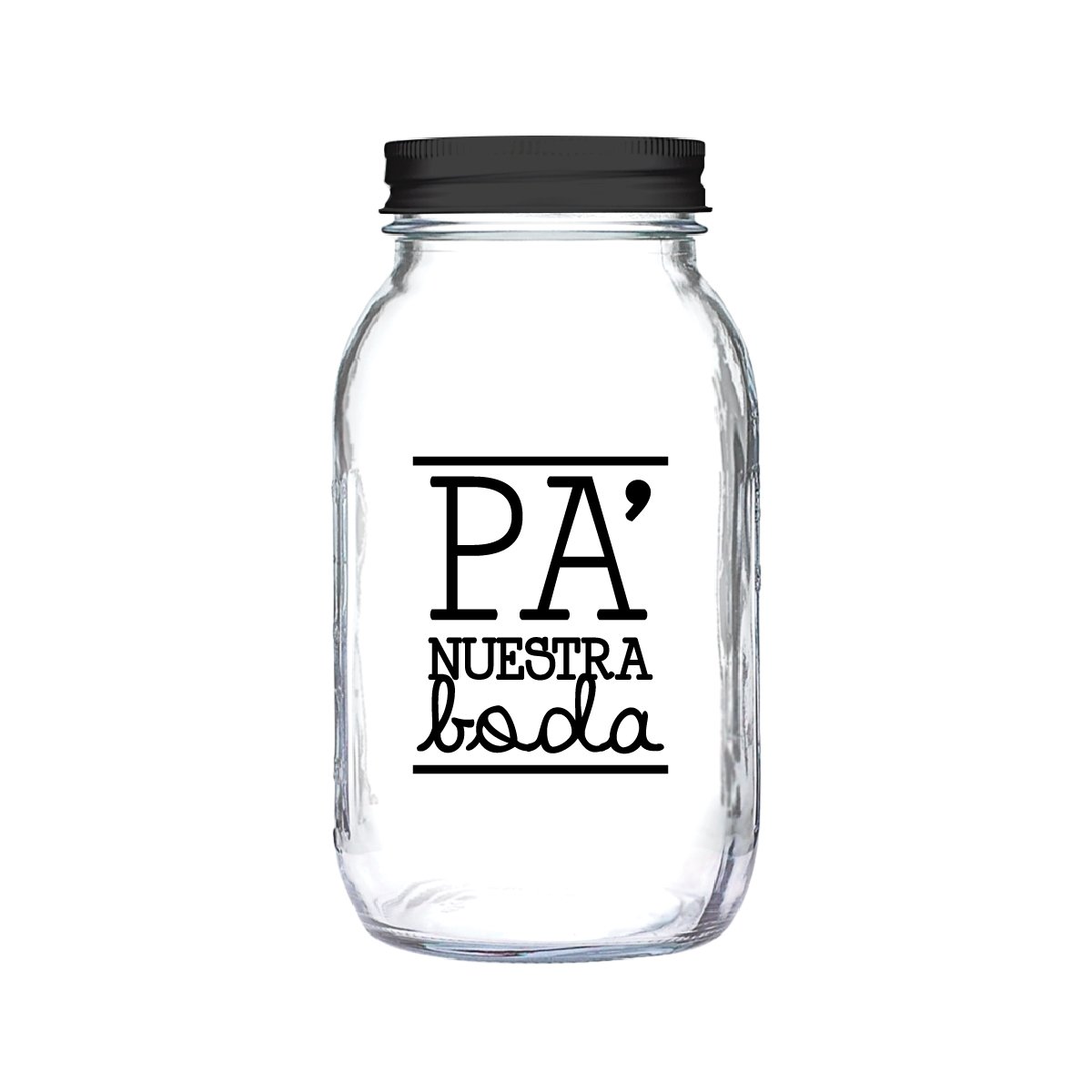 Alcancia de Vidrio con Tapa Metalica Ranurada, Cap. 940Ml, Unique