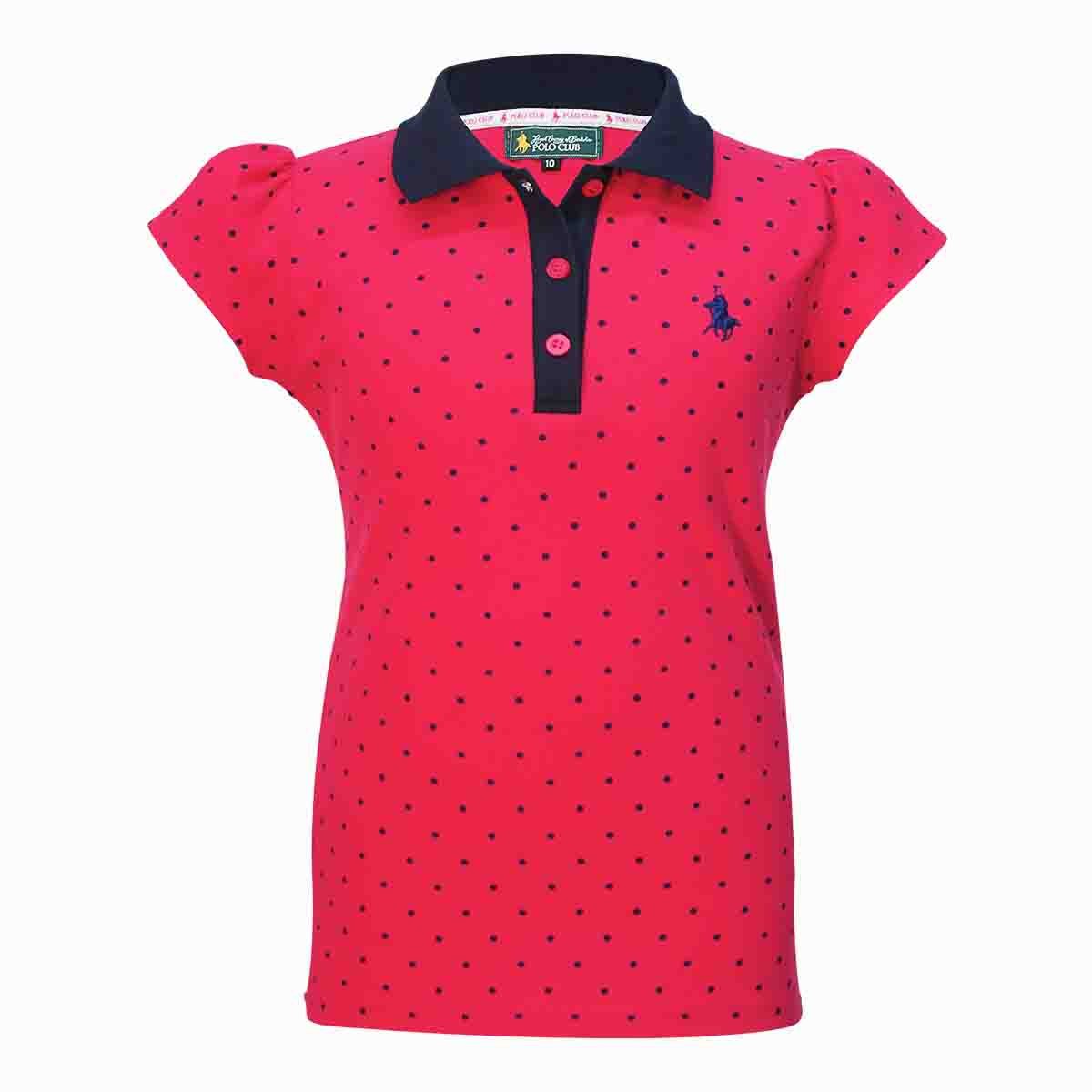 Playera con Tipo Polo con Olan en Mangas Color Rosa Obscuro Royal Polo Club