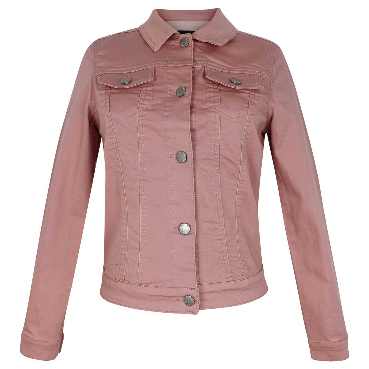 Chamarra Rosa Manga Larga Cuello Camisero Just By Basel